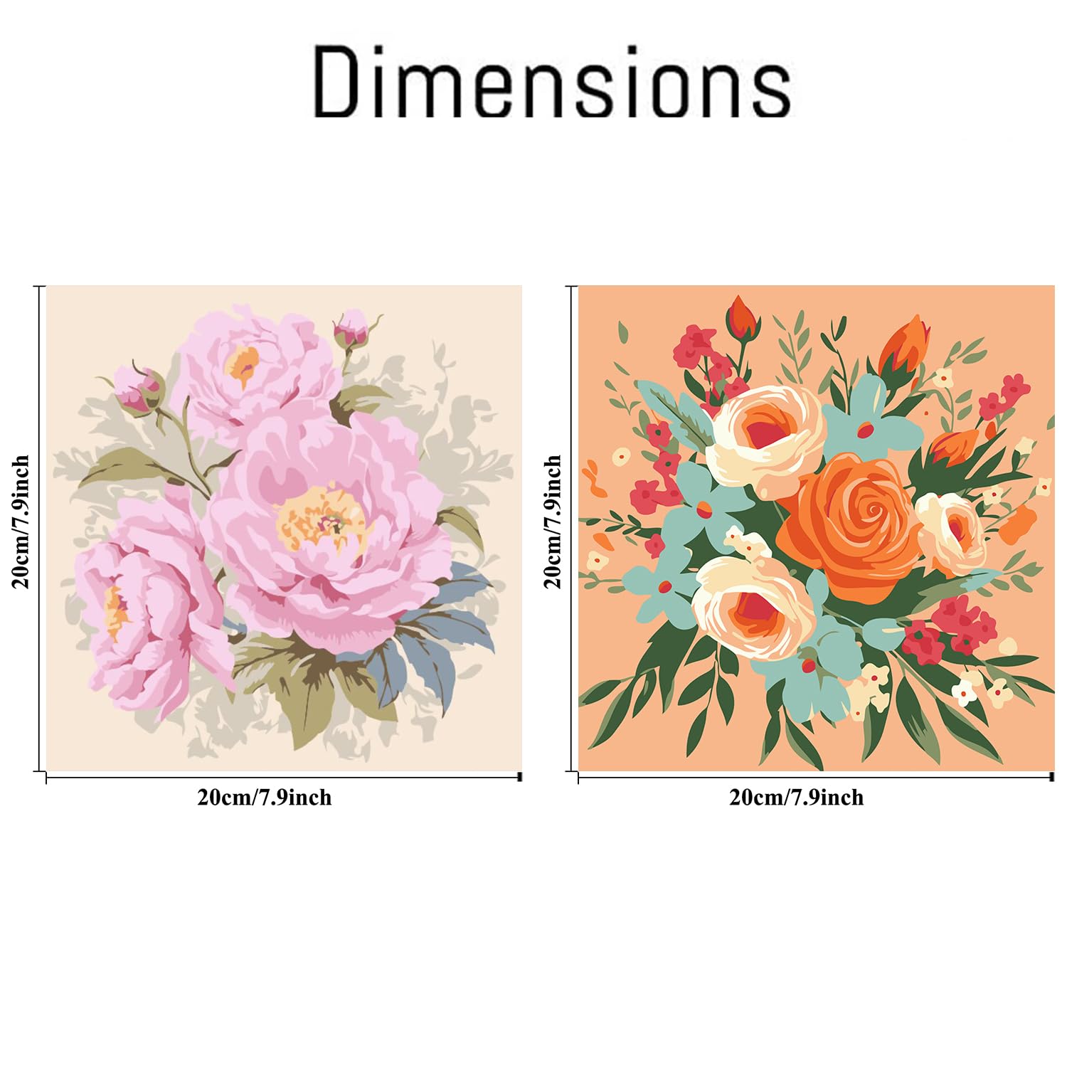 tigdtiu 2Pack Flowers Paint by Numbers Kit for Adults Beginner,Adult Paint by Number Kits On Canvas Framed, DIY Acrylic Painting Kit for Room Decor (8X8 in)
