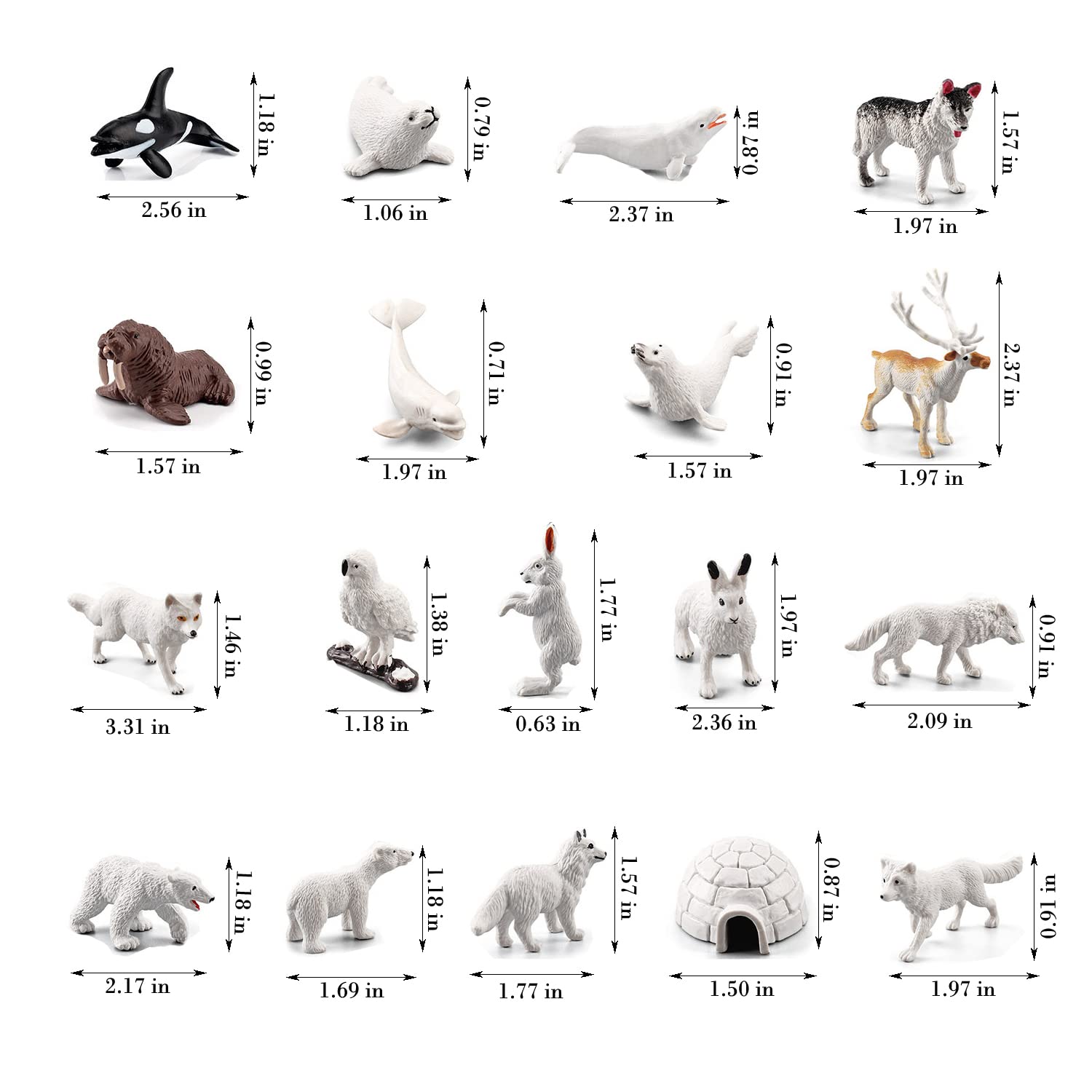willway 18PCS Mini Arctic Animals Figurines Set, Polar Animals Toy for Kids Plastic Arctic Reindeer,Walrus,White Whale,Polar Bear,Arctic Fox,Wolf Figures, Cake Toppers Christmas Birthday Toy Gift