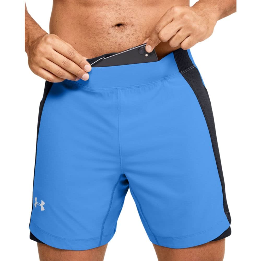 Under Armour Qualifier Speedpocket 7" Running Short, Water (464)/Reflective, X-Large