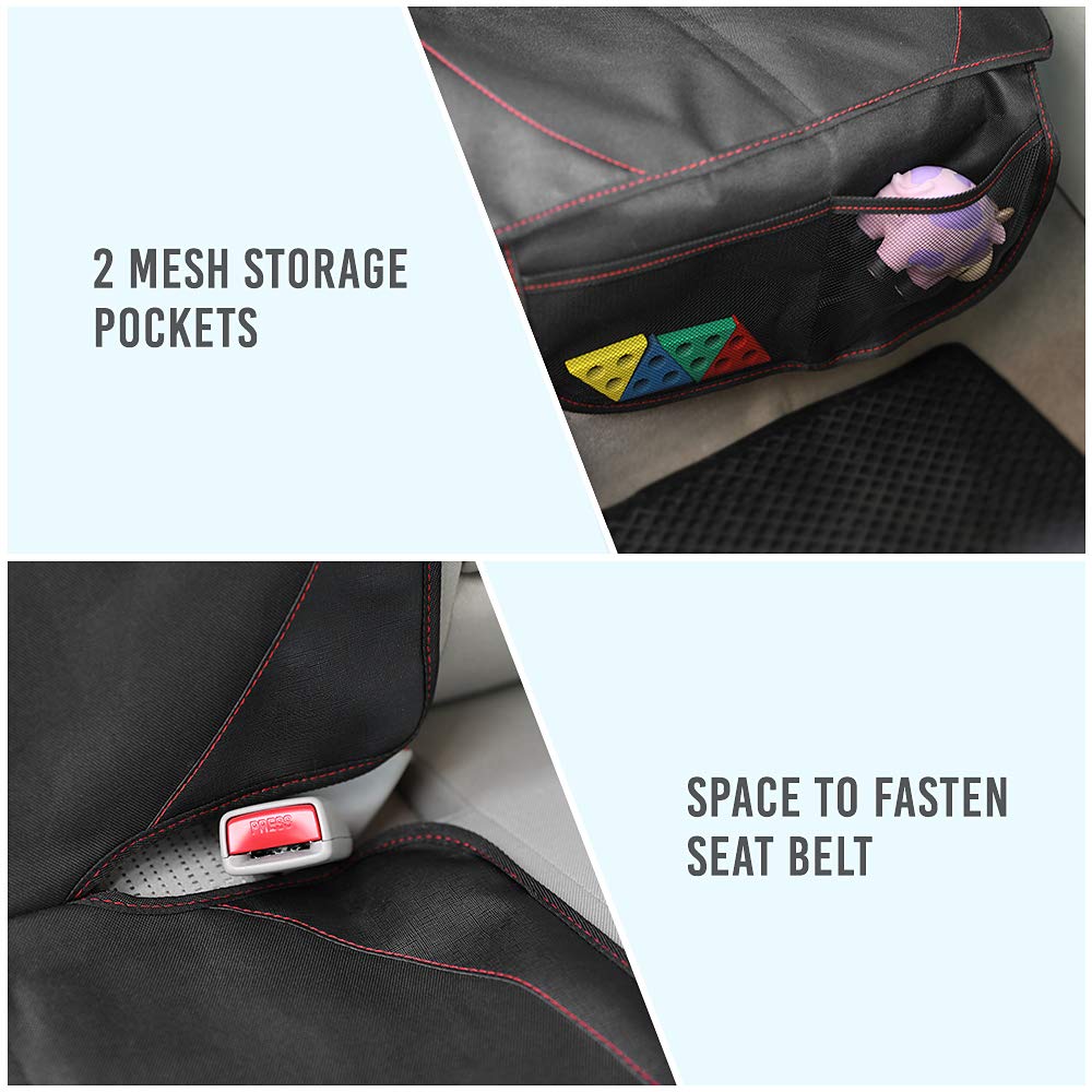 YOOFAN 2 Pack Car Seat Protectors with Thickest Padding, Waterproof 600D Oxford Fabric, 2 Large Pockets, XL Size Best Coverage for Child Baby Car Seats and Leather Seats