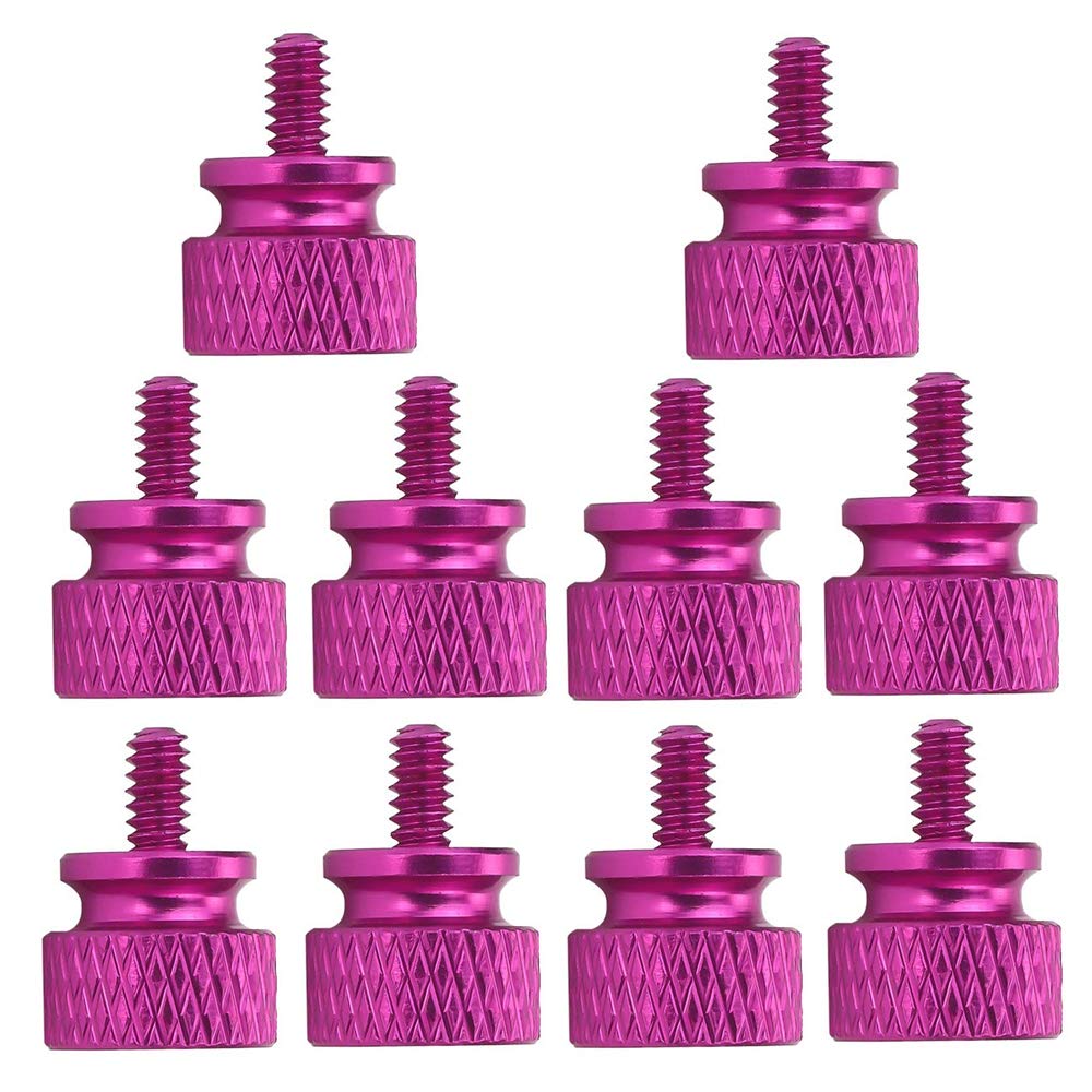 YATENG 10-pcs Anodized Aluminum Computer Case Thumbscrews (6-32 Thread) for Computer Cover / Power Supply / PCI Slots / Hard Drives DIY Personality Modification & beautification (Pink)