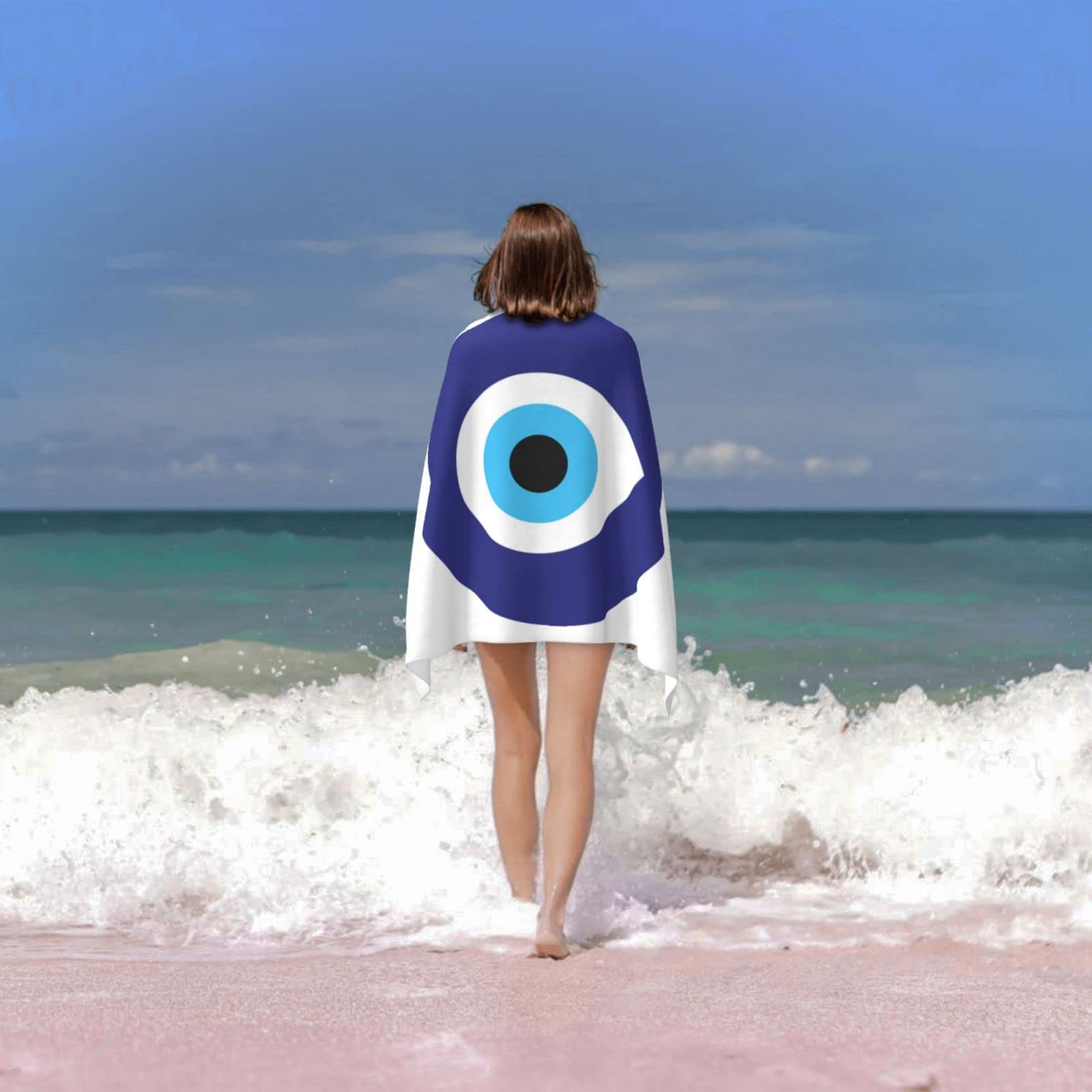 Zahika Turkish Evil Eye Beach Towel Absorbent Bathroom Towels Beach Towels Oversized Super ​32x52 Inch