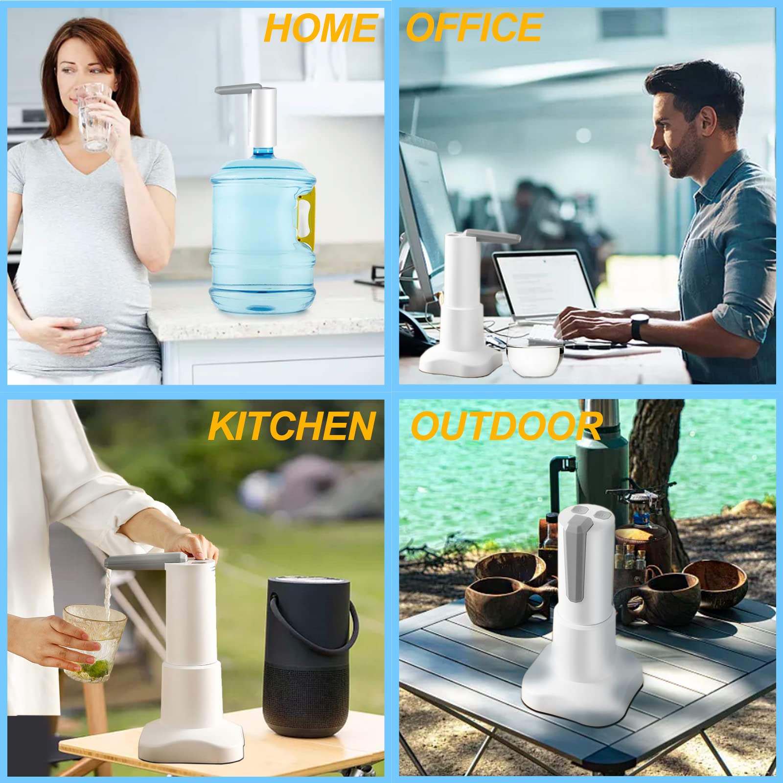 Water Bottle Pump Dispenser, Foldable Desktop Electric Water Dispenser, Automatic Drinking Water Pump for 5 Gallon & Universal Bottles, Removable Water Jug Pump for Home, Office