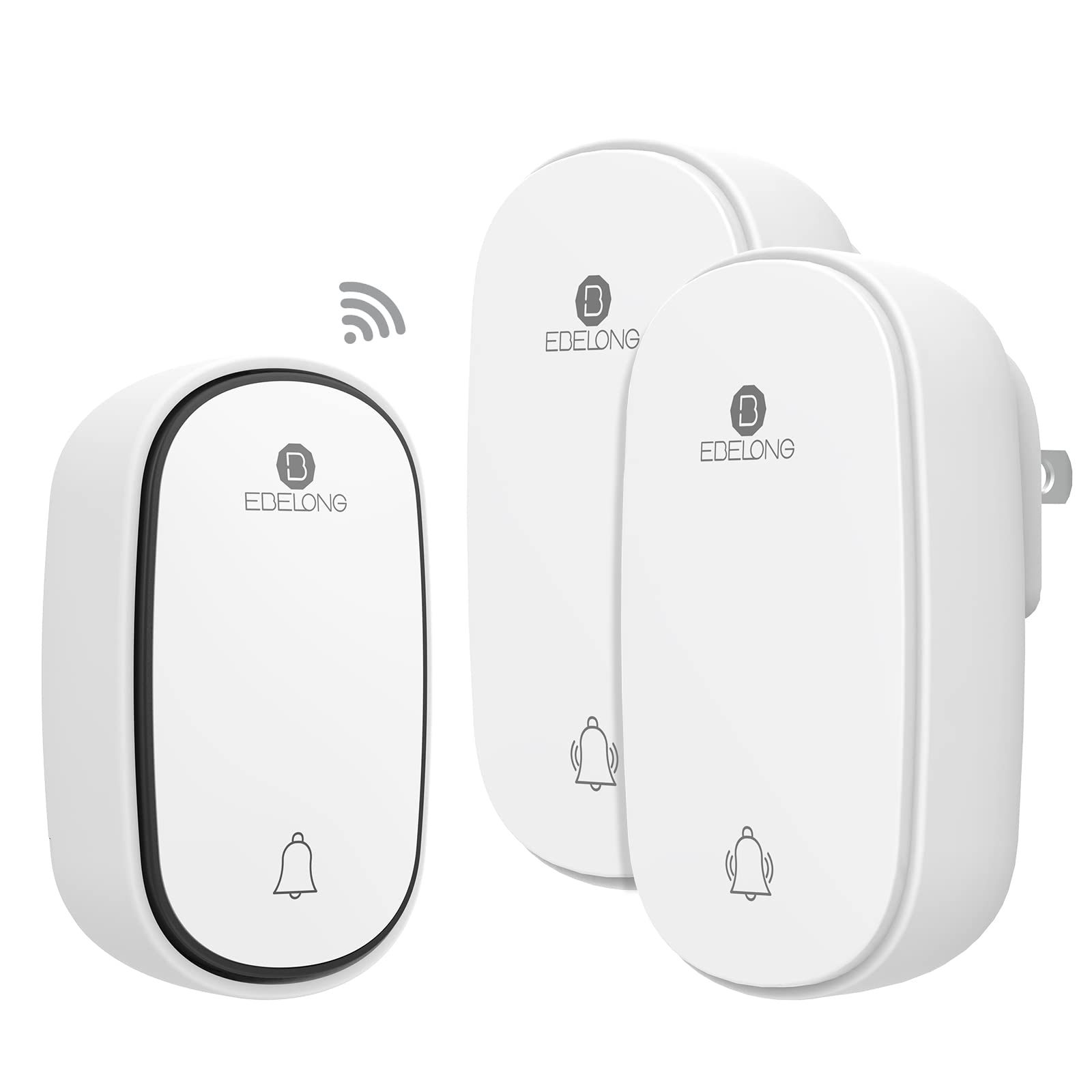 Wireless Doorbell,Self-Powered Wireless Doorbell,No battery required.IP67 waterproof rating. (White 1+2)