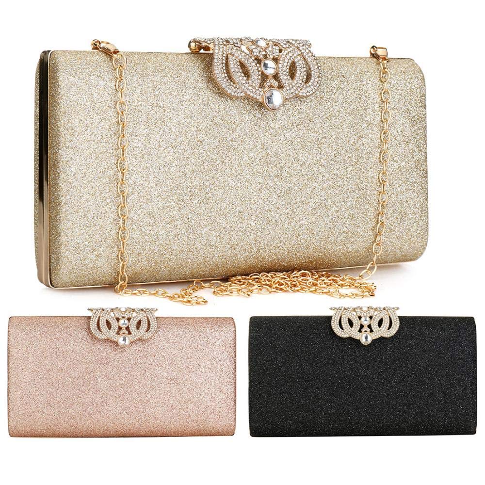 Women Sparkling Clutches Purse Rhinestone Evening Box Clutch Bag for Wedding Party (Pink)