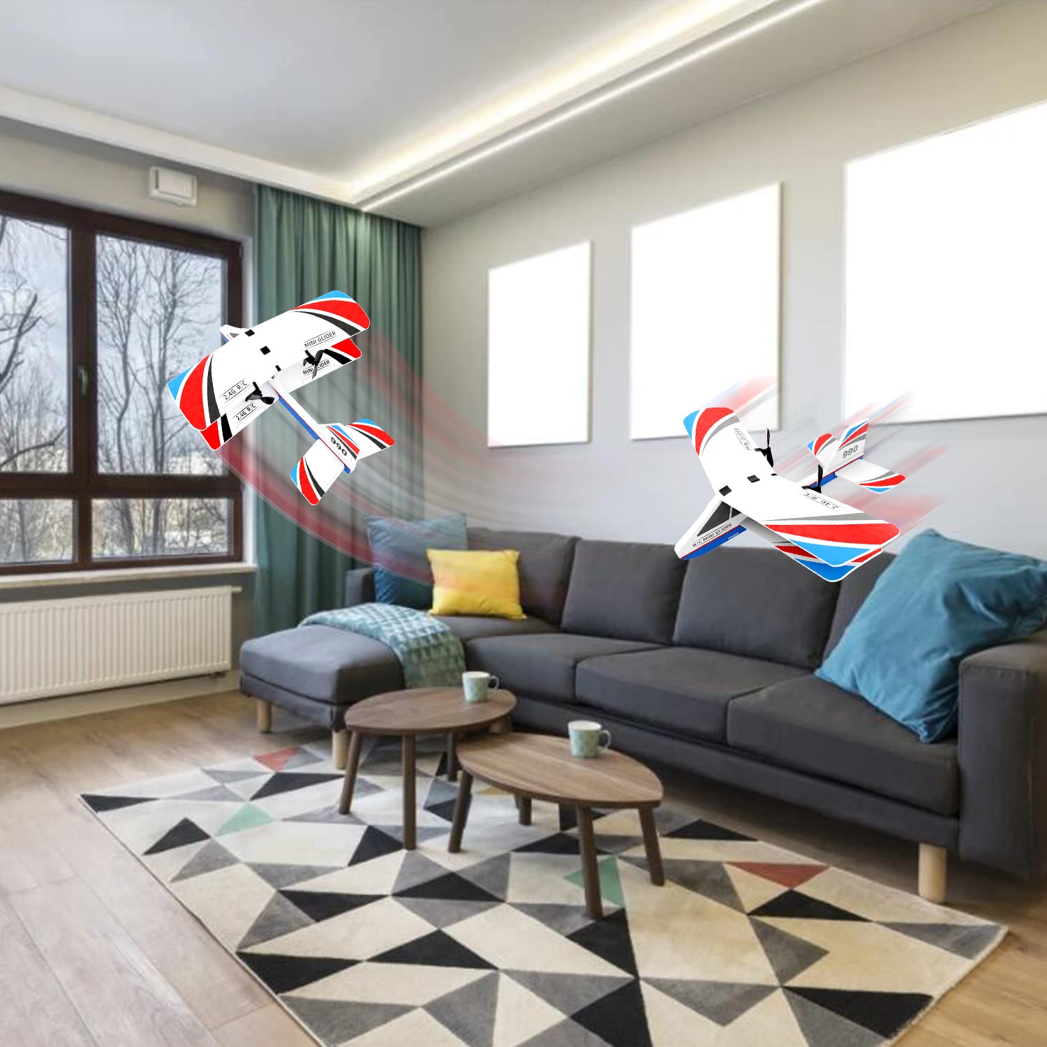 USHINING RC Planes for Kids, Remote Control Airplanes Indoor Outdoor 2.4GHz with Gyro DIY Easy to Fly RC Airplane with LED Light MPP RC Glider for Kids Beginners (White)