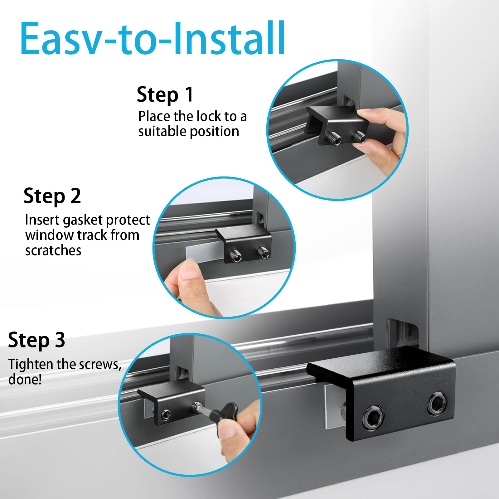 Window Locks,4 Sets Sliding Window Locks with Key for Vertical & Horizontal Sliding Windows Doors,Easv to Install,Adjustable Security Window Lock for Patio Bedroom Home and Office (Black)