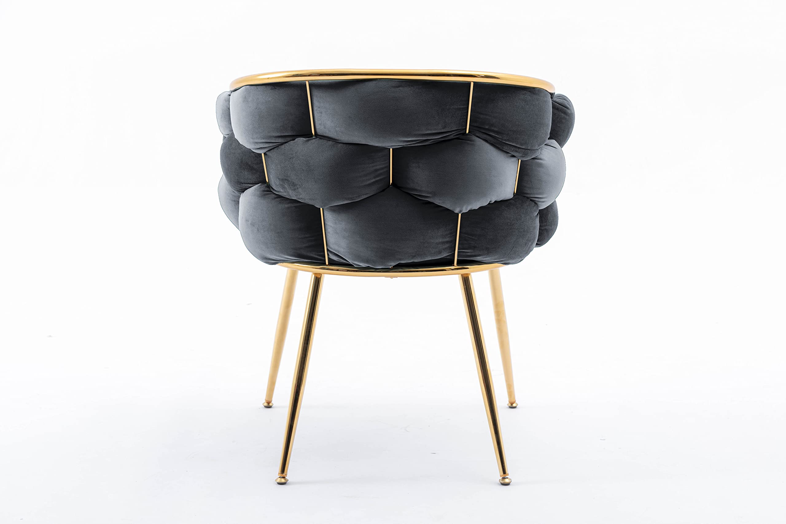 Warmiehomy Velvet Dining Chairs Modern Living Room Tufted Upholstered Accent Chairs Gold Vanity Chairs for Living Room Makeup Room Dining Room,Black