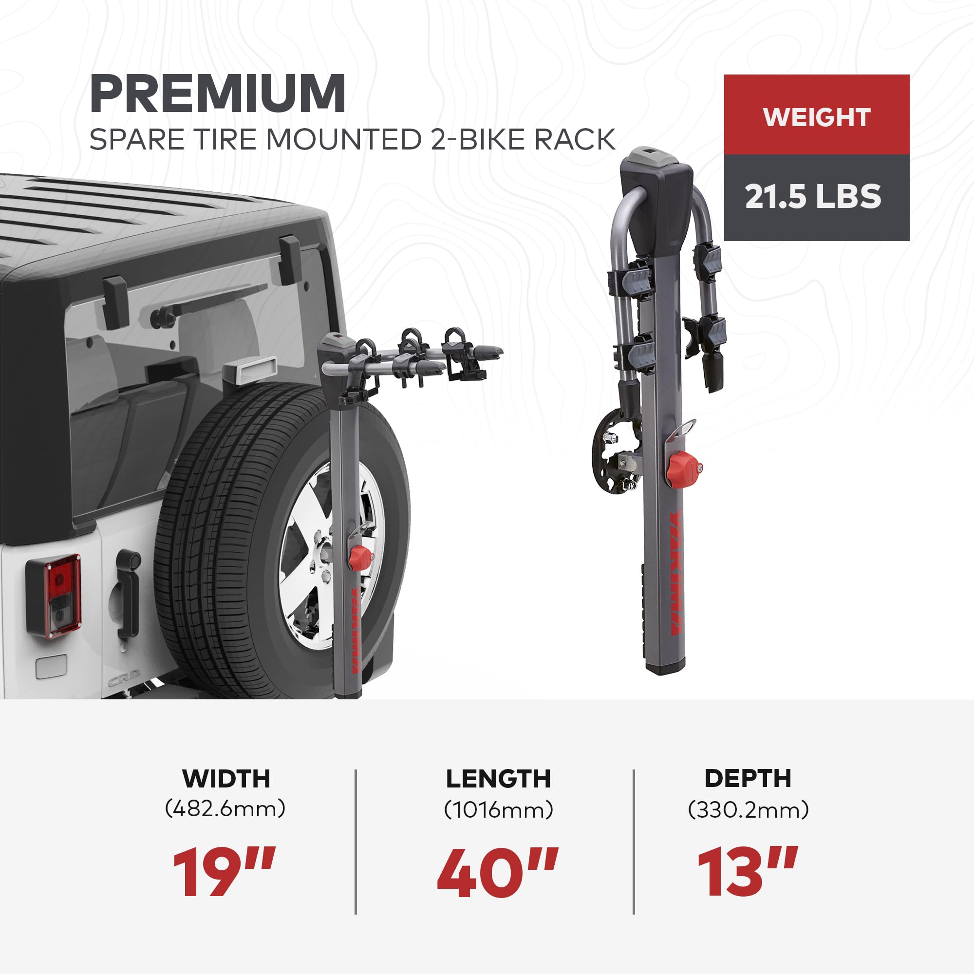 YAKIMA - SpareRide, Bicycle Rack, Turns Your Rear Mounted Spare Tire Into A Rack, 2 Bike Capacity