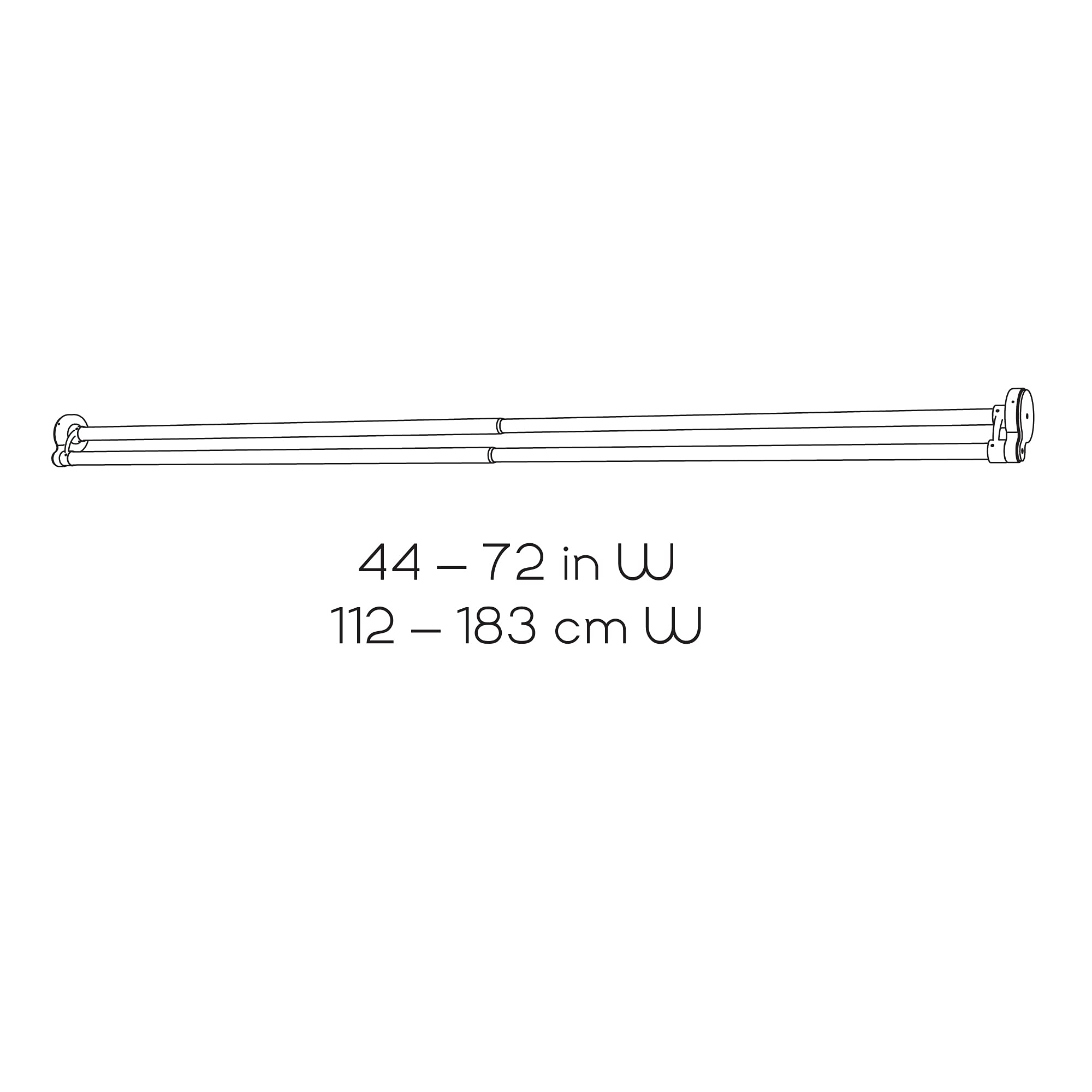 Zenna Home Rustproof Tool-Free Tension or Permanent Mount Adjustable Double Shower Rod, 44 to 72 Inches, Nickel