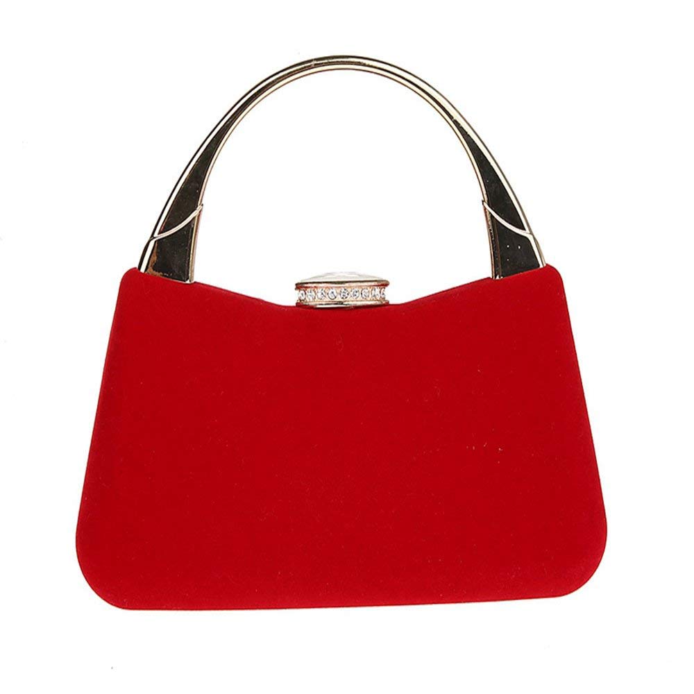 Women Flower Evening Bag Clutch Purse Metal Frame Large Wedding Red Vintage Purse Carved Handle handbag for party Cocktail