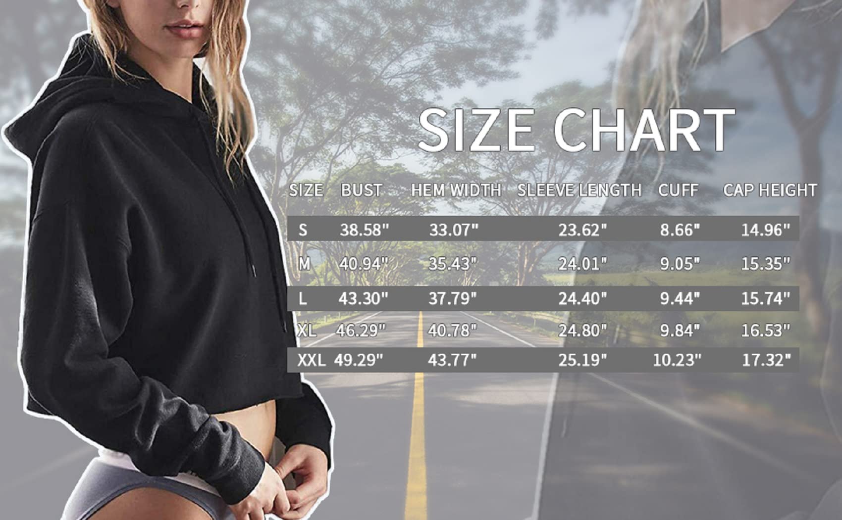 Women Long Sleeve Pullover Hooded Sweatshirt Casual Loose Crop Top Shirt Size S (Black)