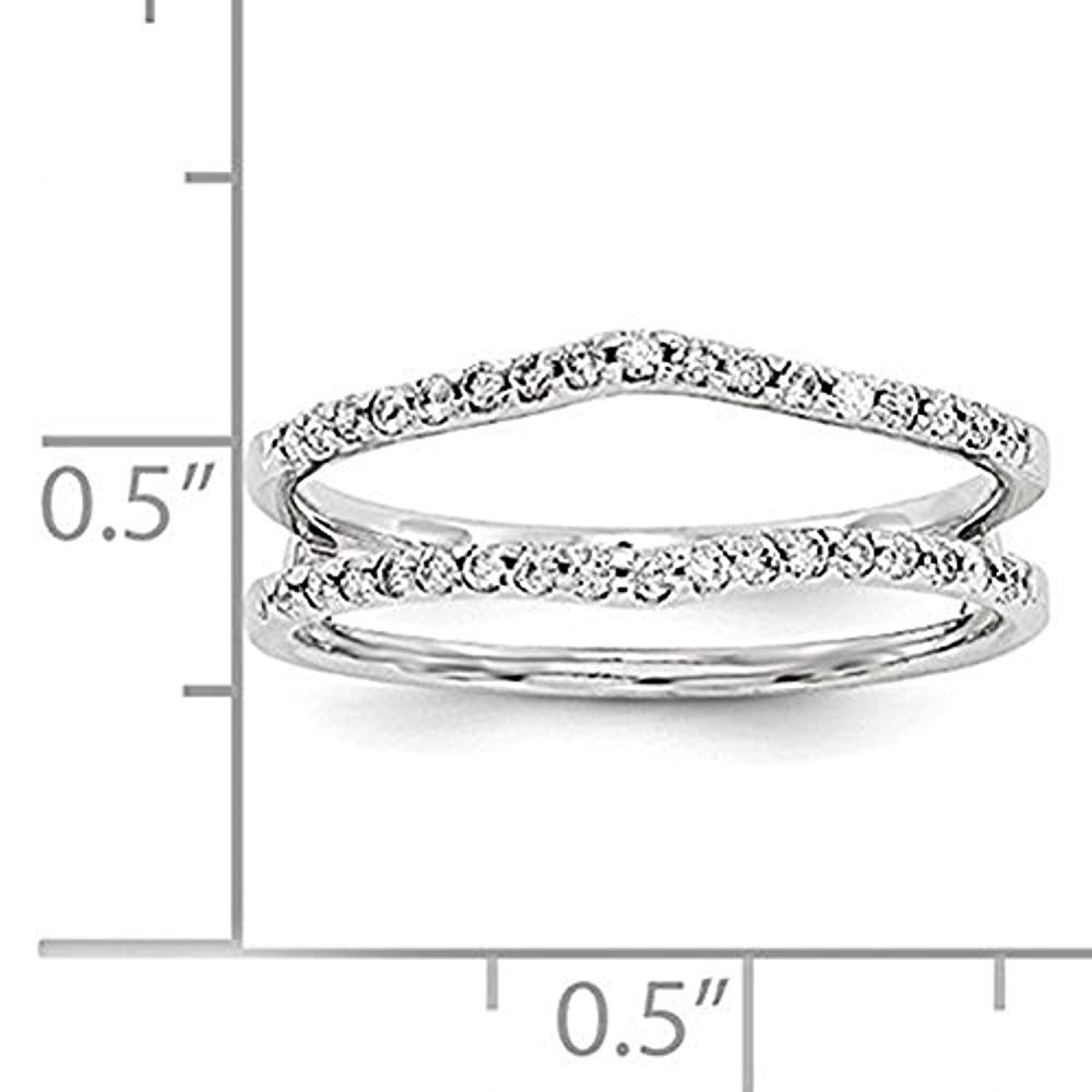 tusakha 14k White Gold Finish Sterling Silver Plated Simulated Diamonds Wedding Band Ring Guard Enhancer (4)