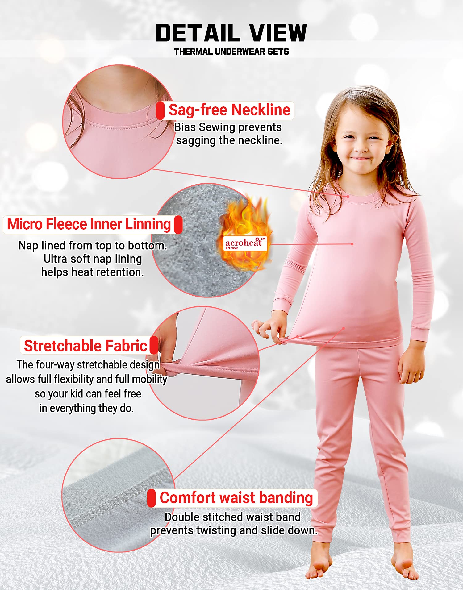 TINFL by Vaenait Girls Thermal Underwear Soft Long John Set Heatwarm Aurora Purple XS