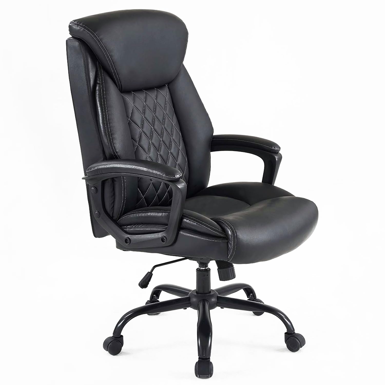 YEEFY High Back Executive Office Chair Ergonomic Desk Chair Rolling PU Leather Office Chair Heavy Duty Computer Chair Comfortable Home Office Desk Chairs with Wheels Arms Lumbar Support