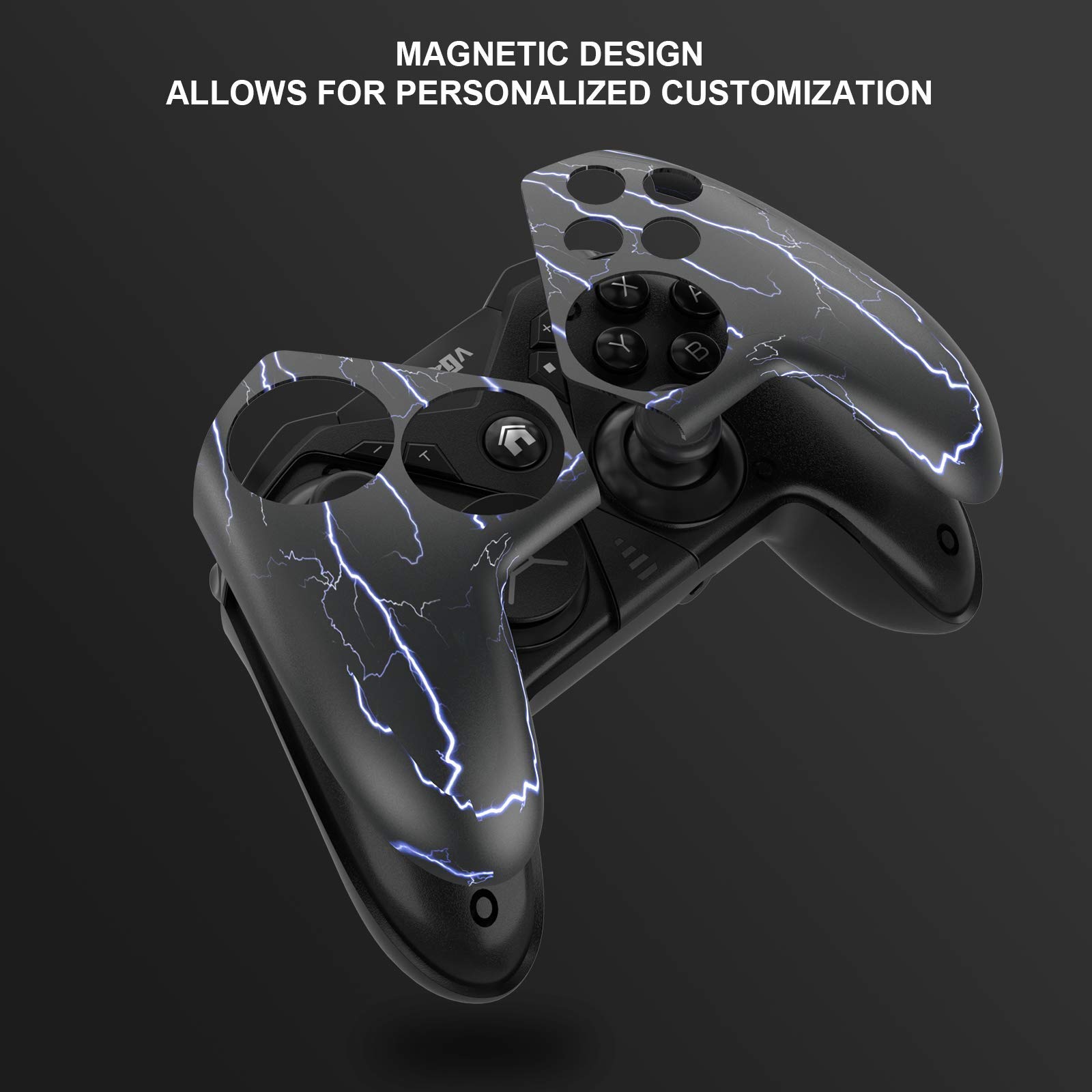 Wireless Controller for Switch/Switch Lite, STOGA Pro Controller Compatible with Nintendo Switch with Motion Control and Dual Vibration, DIY Replaceable Cases (Black)