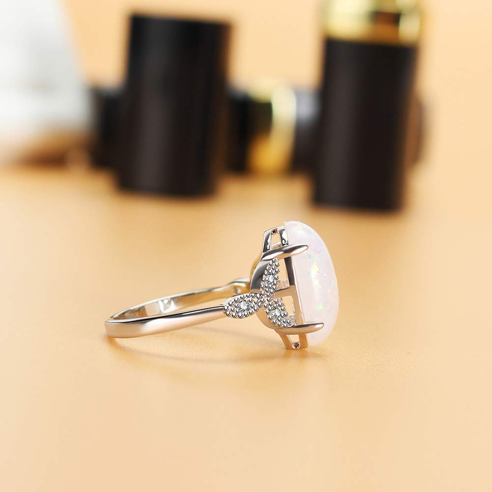YAZILIND Platinum Plated Wedding Ring Opal Cubic Zirconia Engagement Women Jewelry Gift Size 9