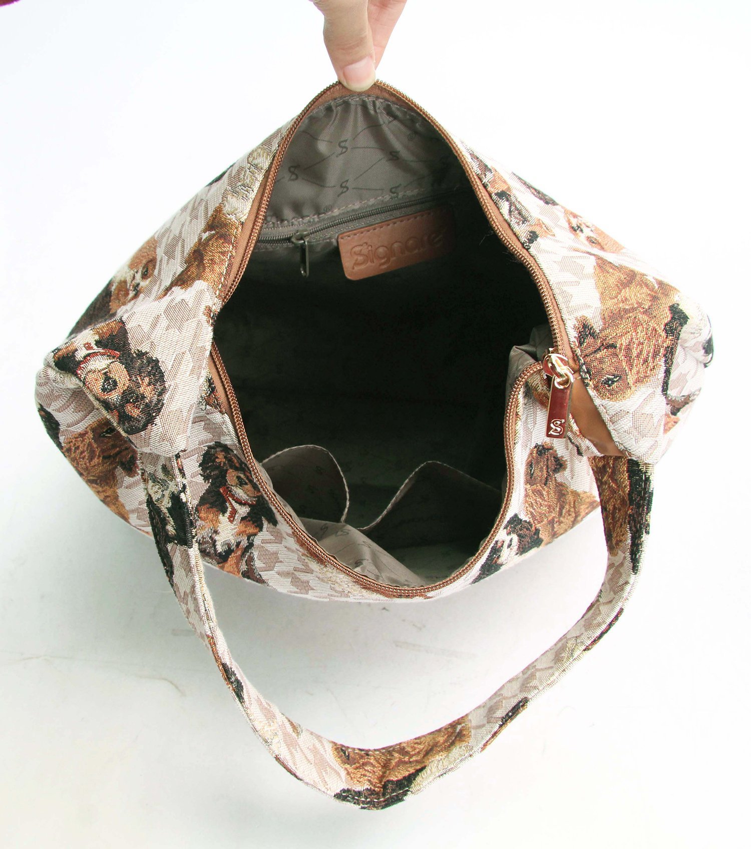 Signare Tapestry Hobo Shoulder bag Slouch Purse For Women with Cavalier King Charles Spaniel Dog Design (HOBO-KGCS)
