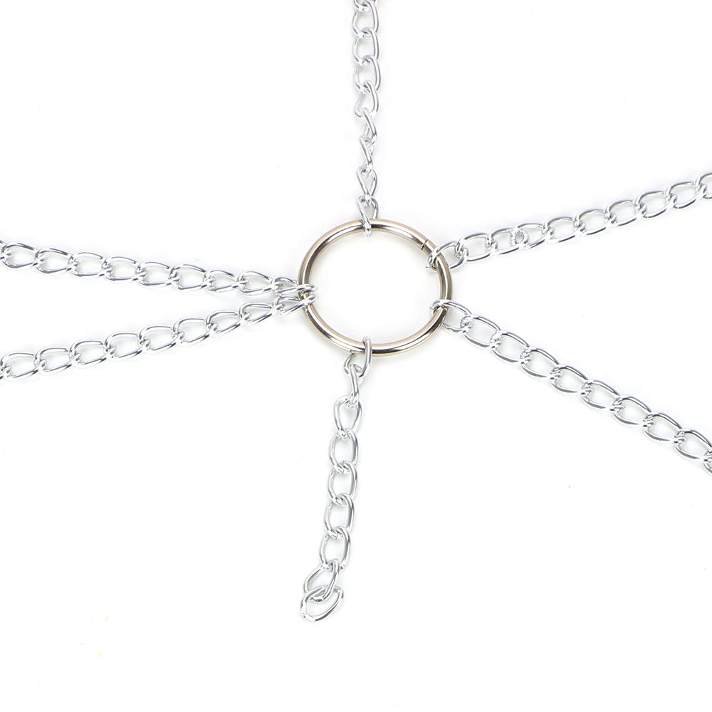 Women's Lingerie Chain Set Cross Enticing Tassel Body Link Harness Metal Chain Set Metallic