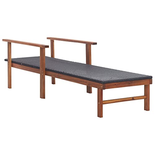 TCSGURK Patio Chaise Lounge, Outdoor PE Rattan Adjustable Back, Patio Folding Chaise Lounge (Color : Black, Size : 78.7" x 21.7" x 22" (L x W x H))