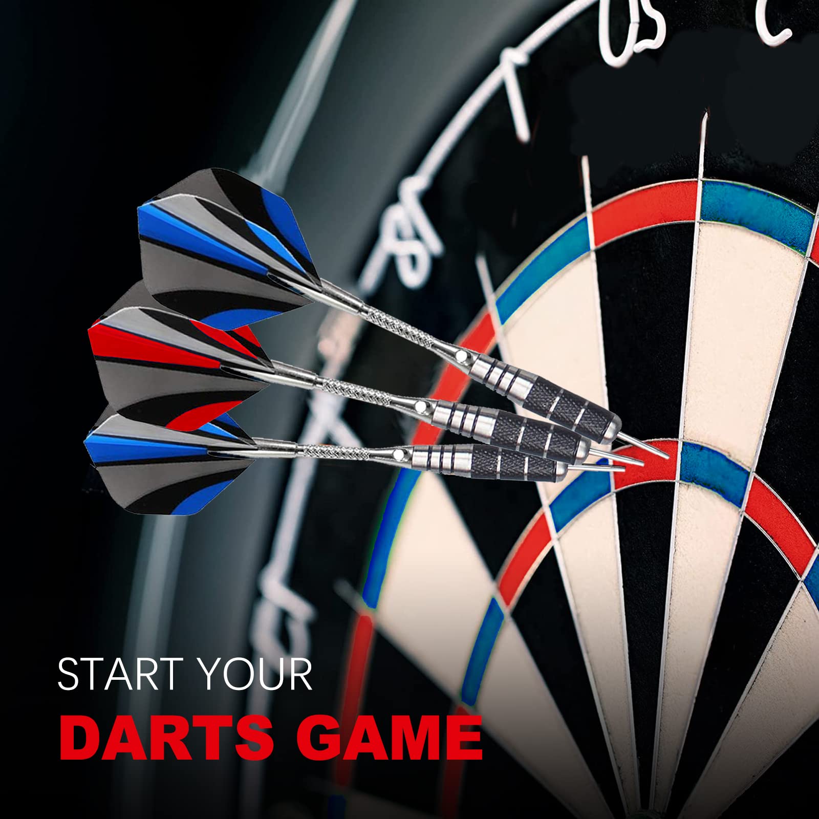 WINSDART Steel Tip Darts Set, 12 Pack Professional Metal Darts for Dartboard with Nonslip Dart Shafts, 2 Style Flights, Darts Sharpener and Gift Case