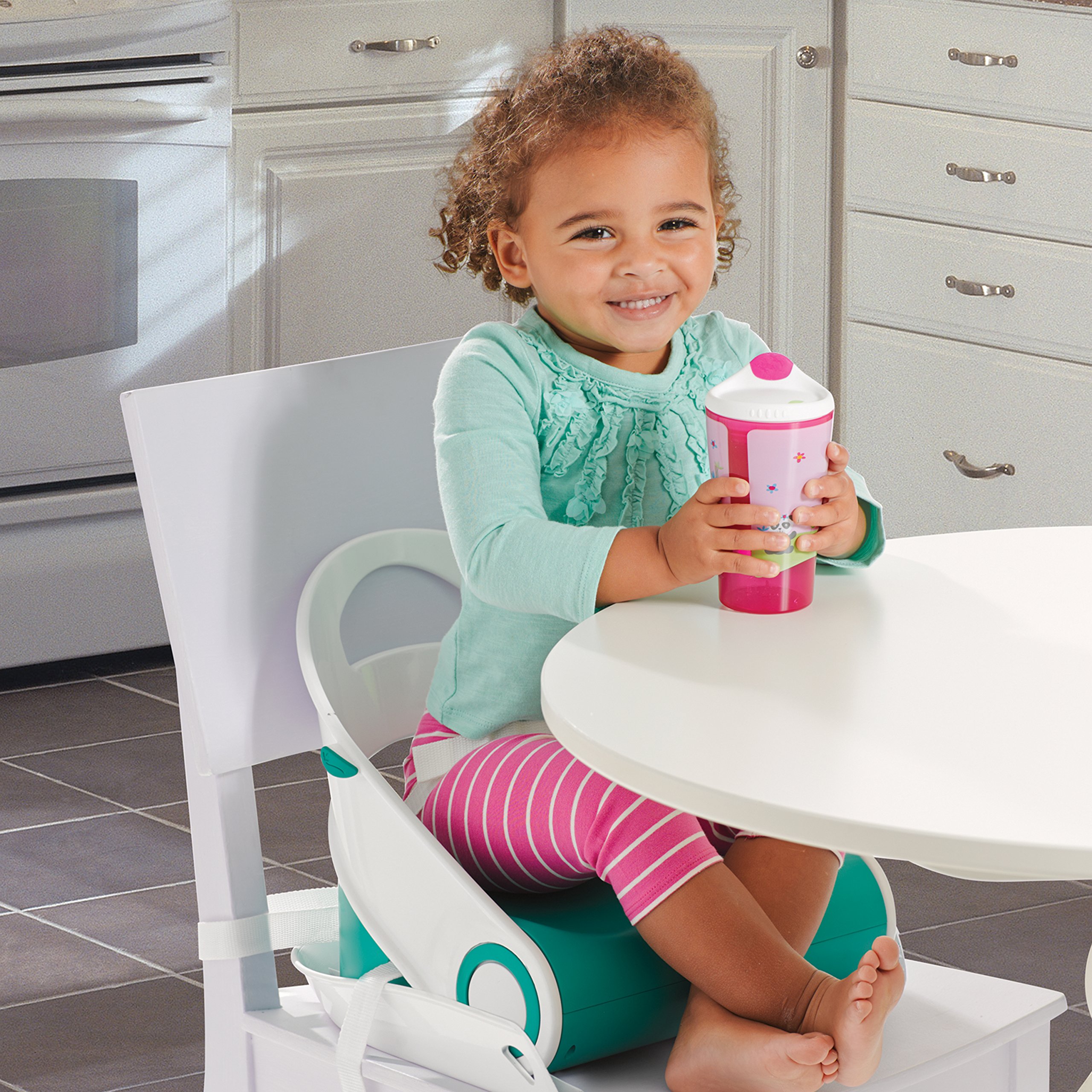 Summer Infant Sit 'n Style Compact Folding Booster Seat White/Teal