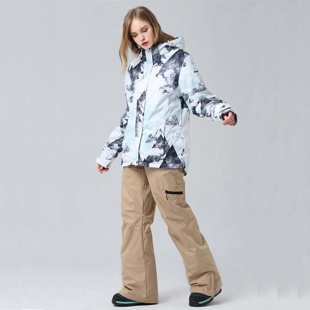 YEEFINE Women's Snowsuit Ski Jacket and Pants Set Two Piece Waterproof Windproof Winetr Warm Snowboard Snow Coats(Lsf+Pink,L)