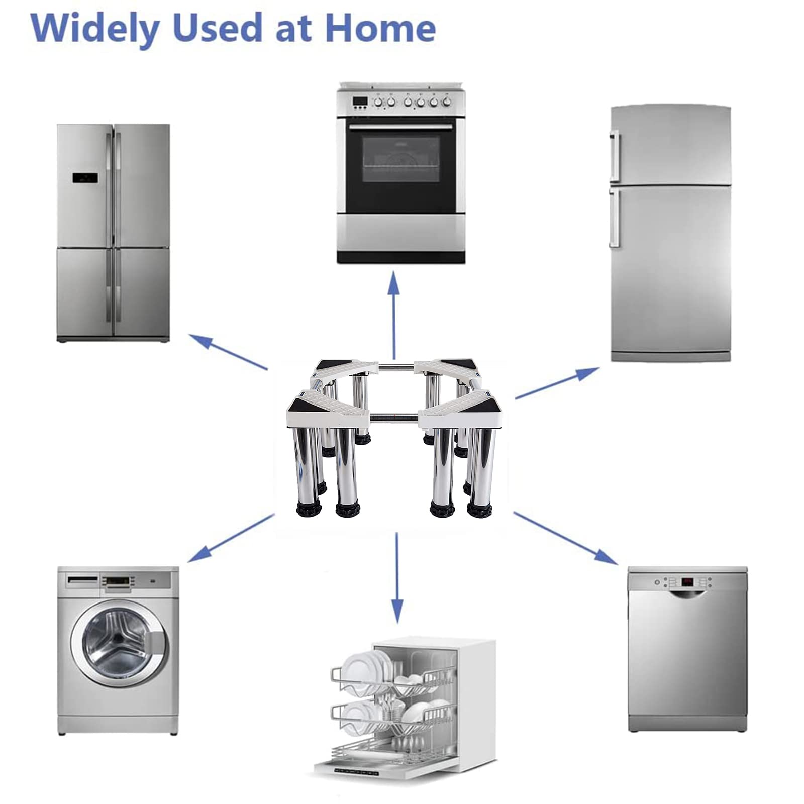 Wiracil Washer and Dryer Base Stand, 12 Strong Legs High 20 cm,Push Button Locking Adjustment Mini Fridge Rack, for Washing Machines,Refrigerators (3-5 Days Delivery)