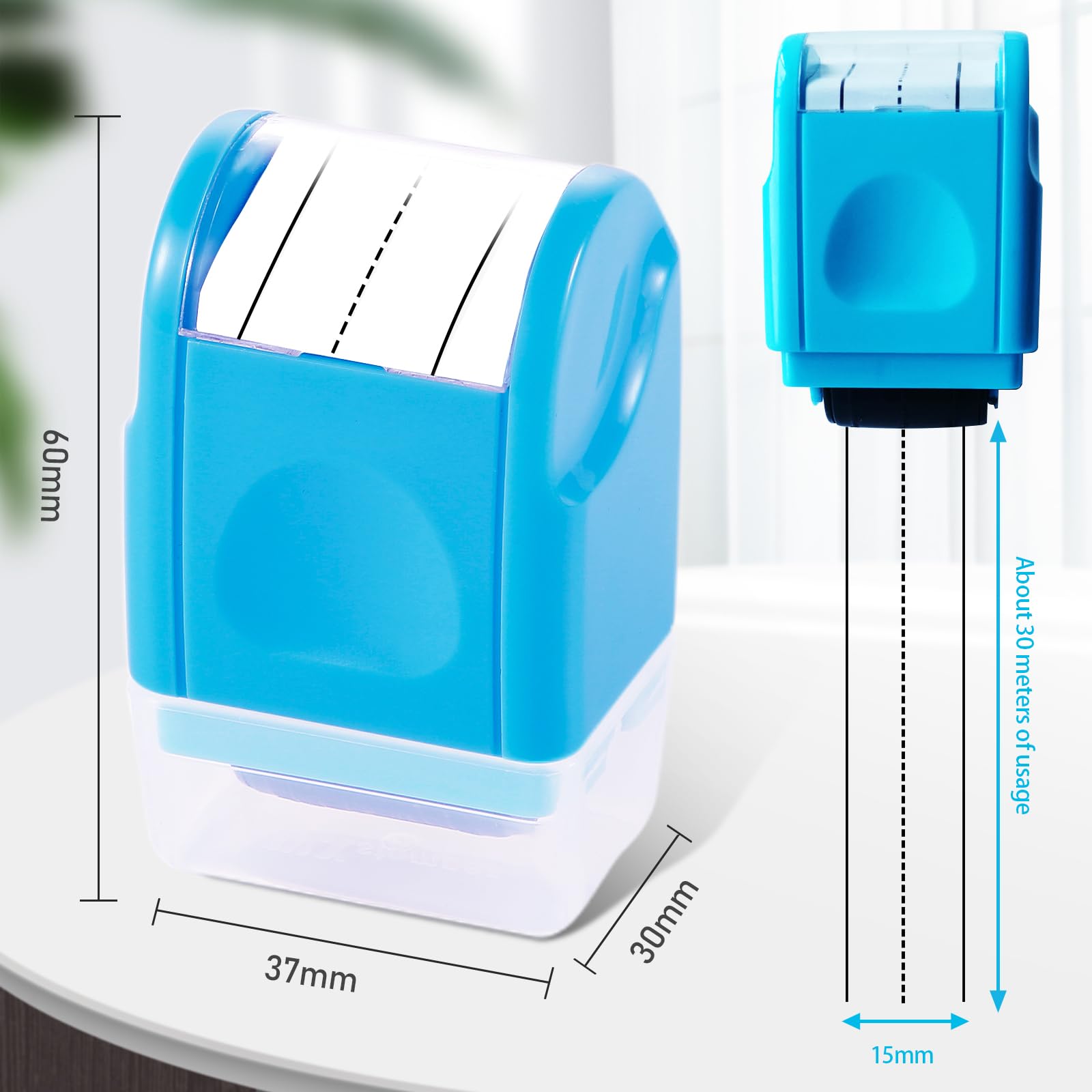 WEIMELTOY 2PCS Dashed Handwriting Lines Roller Stamp, Self-Inking Practice Line Roller Stamp, Kids Kindergarten Teacher Stamps Sentence Strips for Handwriting Practice(Medium Blue and 3 Refills)