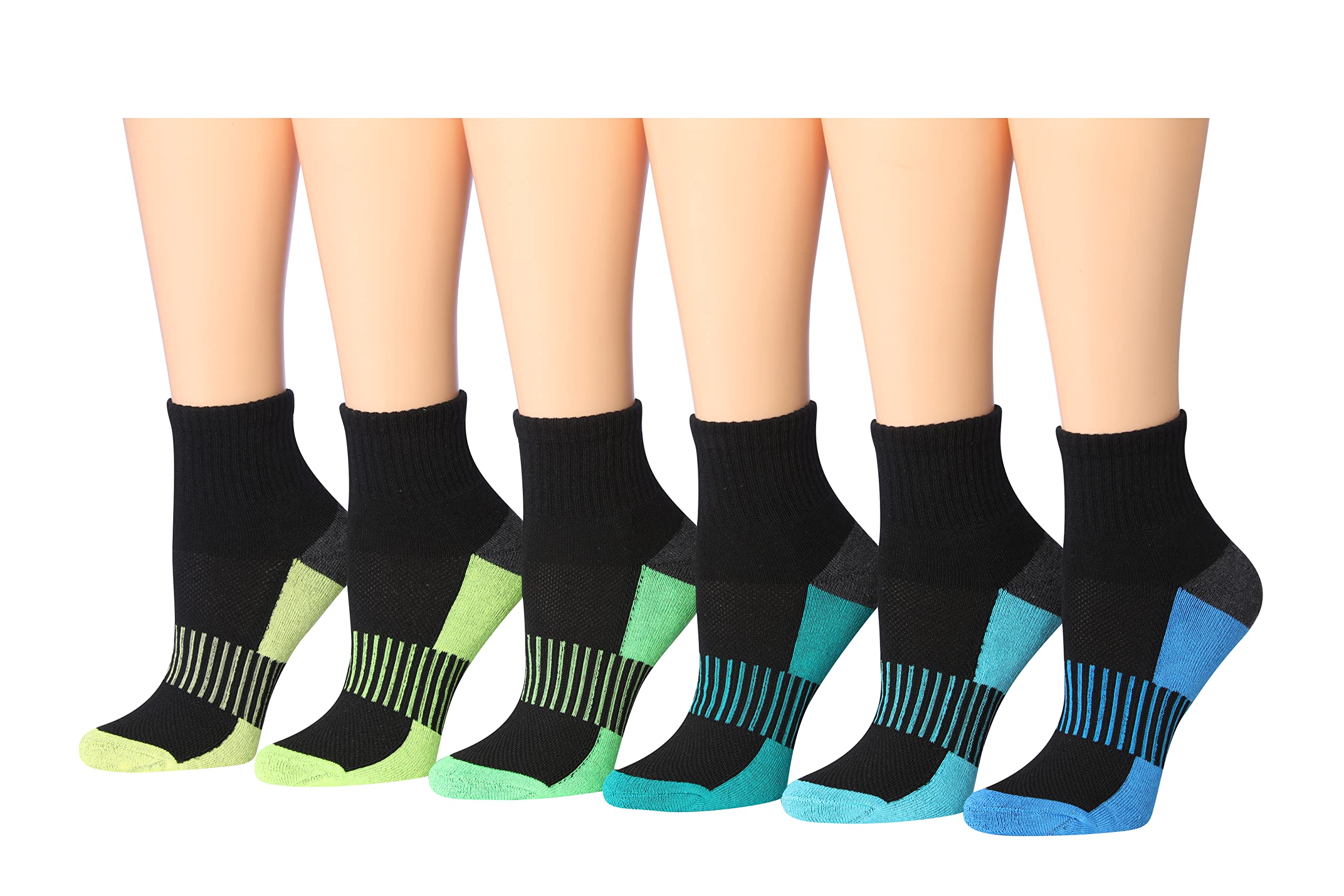 Tipi Toe Women's 12-Pairs Running & Athletic Sports Performance Ankle/Quarter Socks For Women (WQ17)