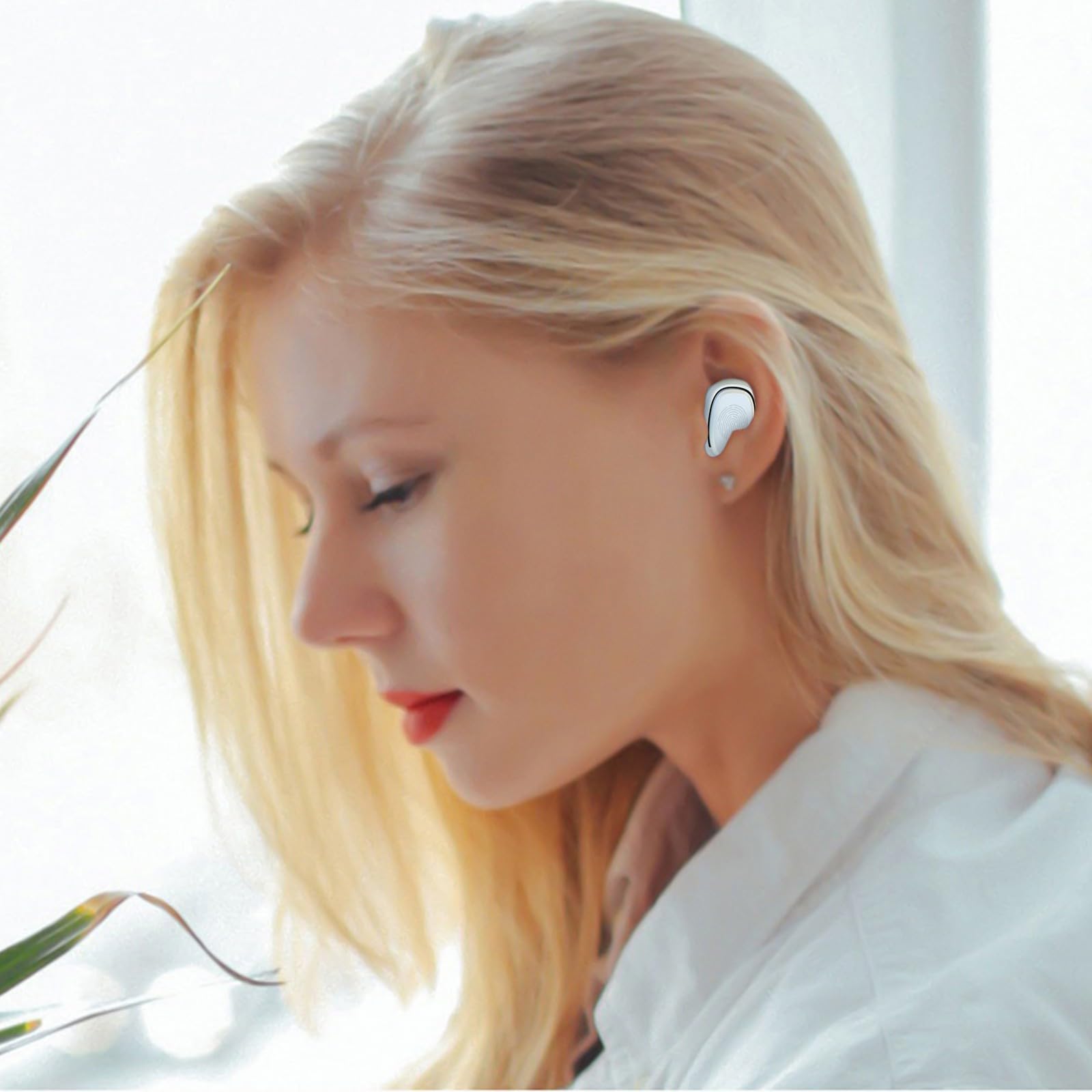 Wireless Bluetooth 5.2 Headphones - Bluetooth in Ear Light-Weight Headphones, Transparent Digital Display, Built-in Microphone, New Immersive Premium Sound (White)