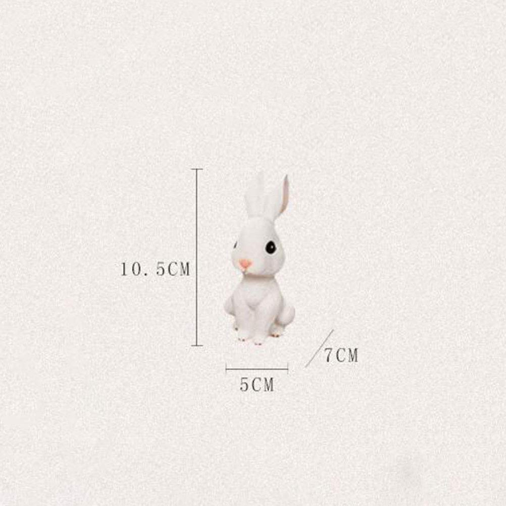 Vosarea Rabbit Ornament Craft White Bunny Resin Figurines Home and Garden Easter Decoration