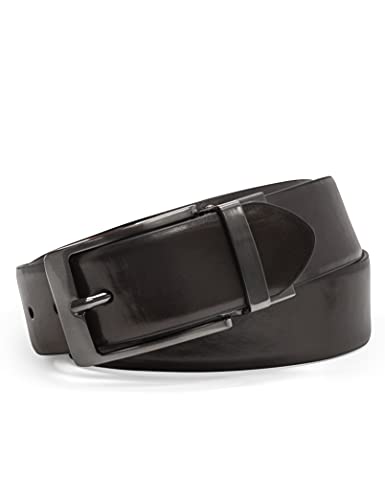 Steve Madden Men's Dress Casual Every Day Leather Belt, Black/Brown (Burnished), 40