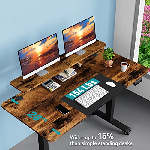 WOKA 55 x 28 Inch Electric Standing Desk with Wheels, Height Adjustable Stand up Desk with a Monitor Stand Riser, Standing Computer Desk with Memory Controllers, Adjustable Desks for Home Office