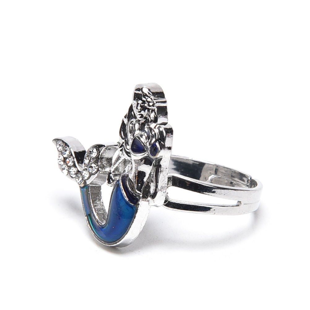 UBOOMS 1 Pcs Mermaid Tail Mood Ring Emotion Feeling Color Changing Gift Size Adjustable Ring