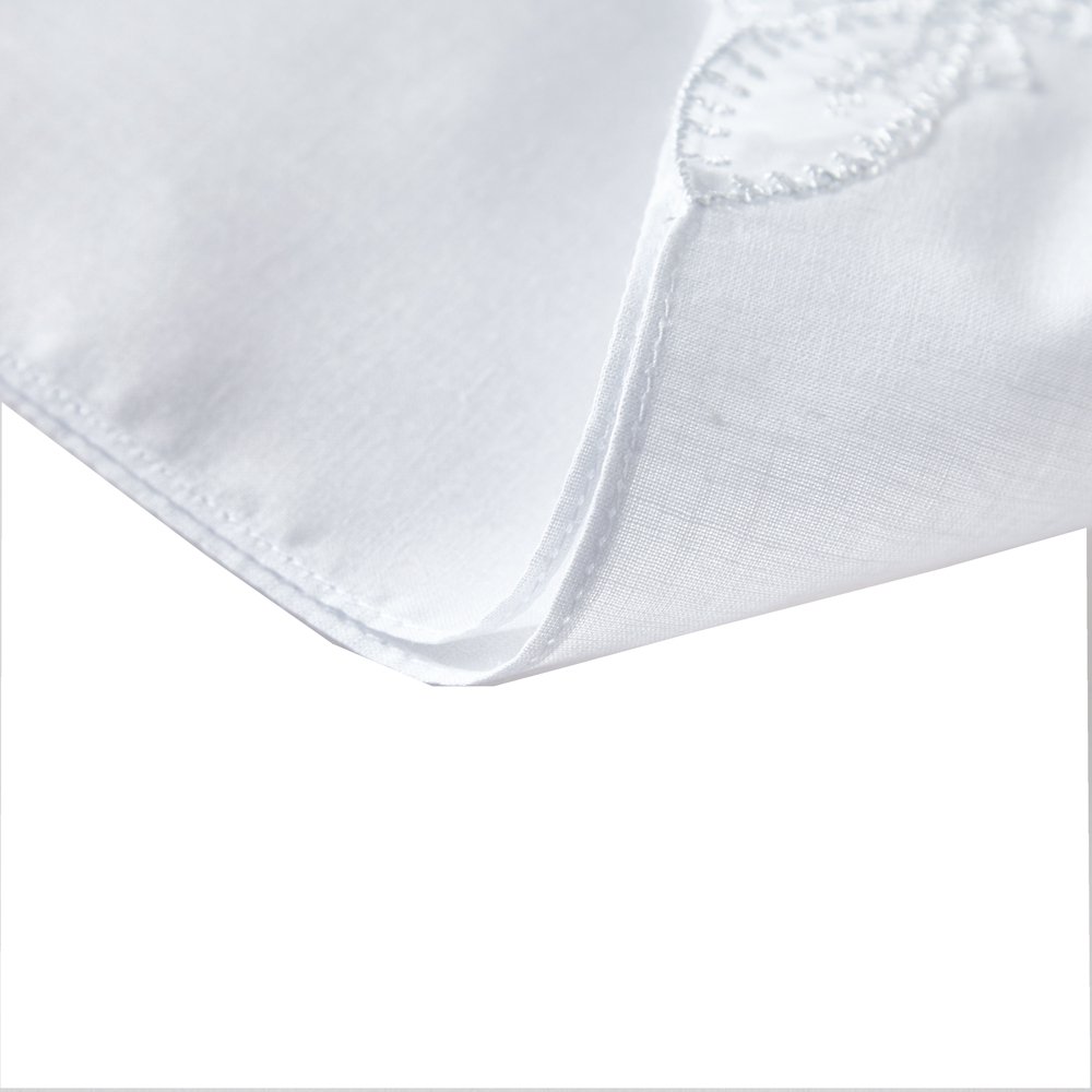 Women's 100% Cotton Handkerchief,Embroidery Hankies Pack of 6, White, One Size