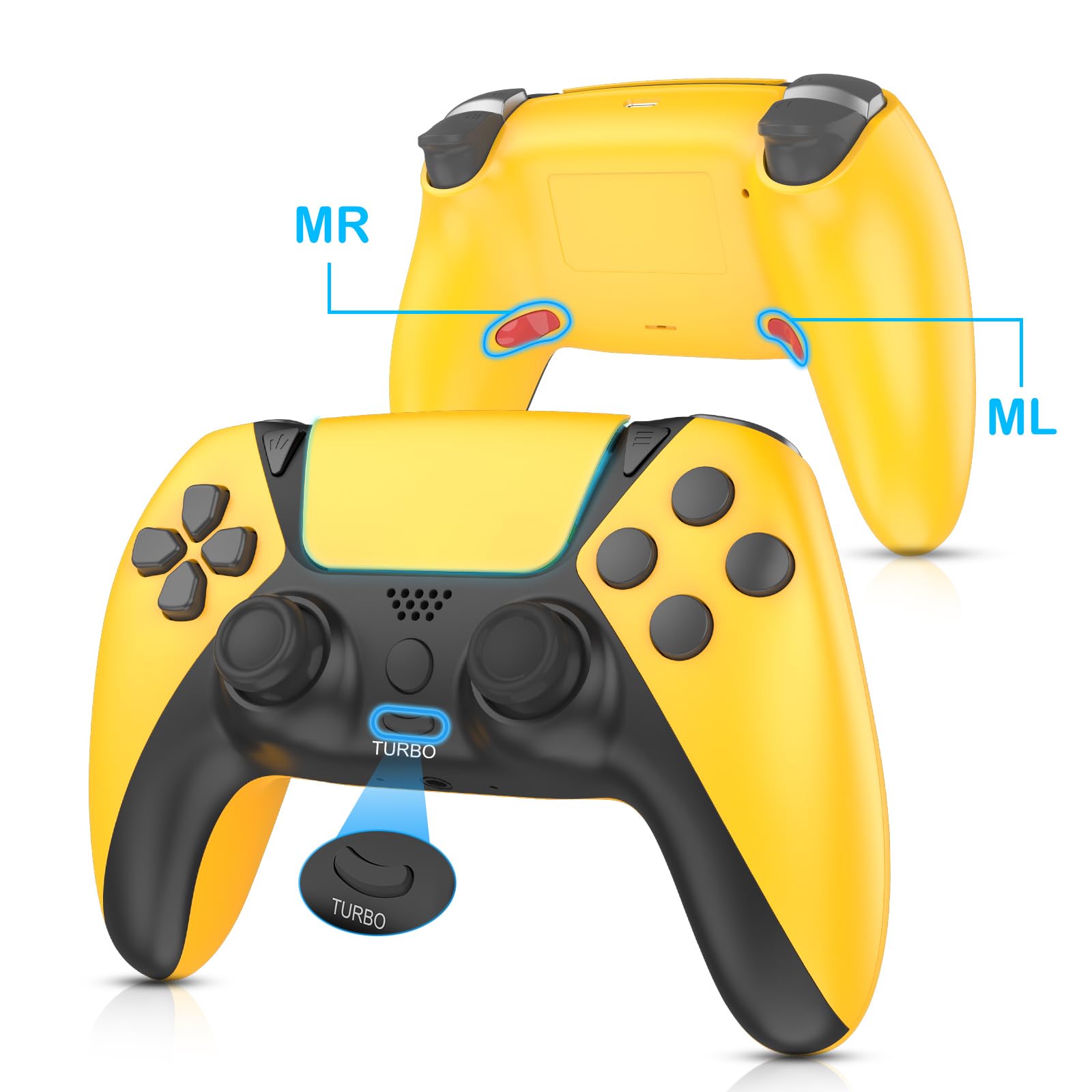 Wireless Controller for PS4 Controller Wireless, AUGEX Ymir Game Controller for Playstation 4 Controller with Turbo, Steam Gamepad Work with Back Button, Scuf Controllers for PS4/Pro/Silm/PC/IOS