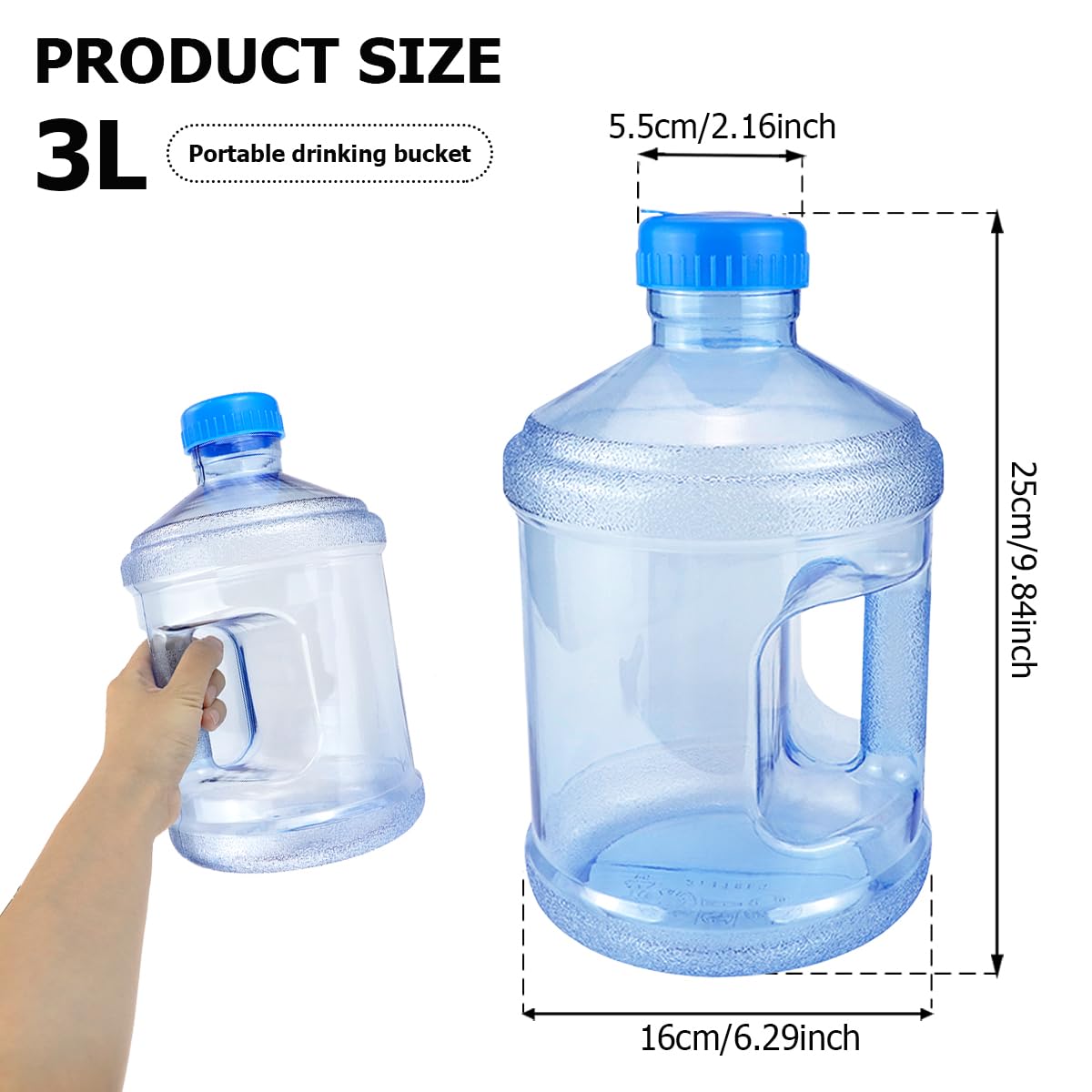 YOLUFER Water Storage Container, Portable Water Jug with Screw and Handle, Water Container for Sports Outdoor Activities (5L)