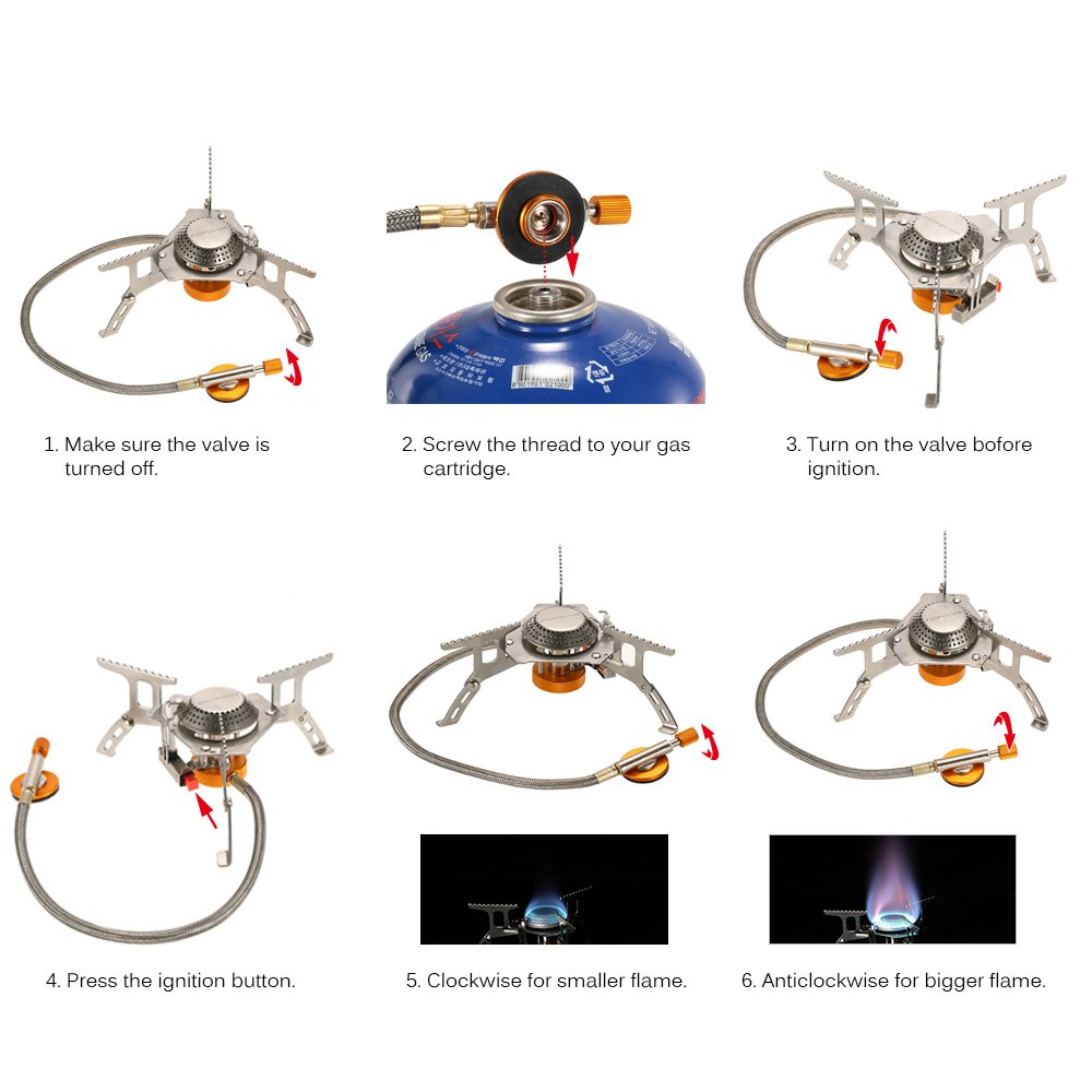 ZUMULUM Outdoor Camping Stove w/Aluminum Windscreen 3500W Ultralight Compact Foldable Backpacking Gas Stove, 9-Plate Camp Stove Windscreen Windshield .Emergency and Survial Preparation.