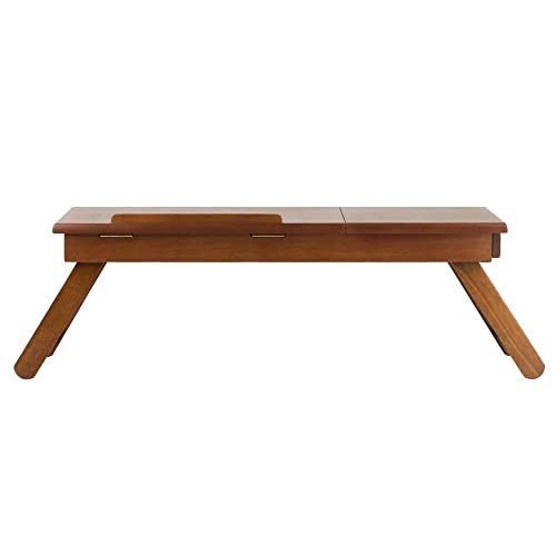 Winsome Anderson, Flip Top with Drawer, Foldable Legs Lap Desk, Teak, 25.37x13.78x8.06