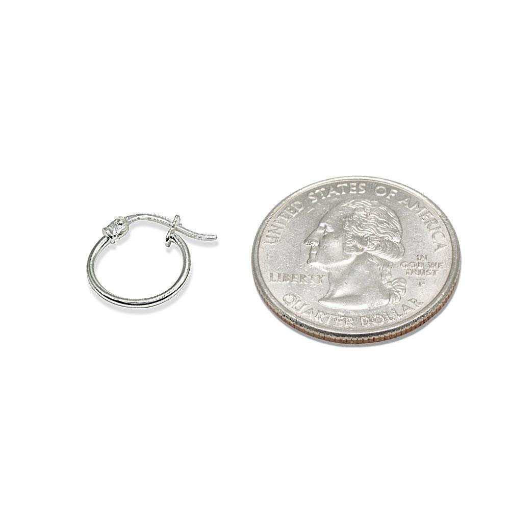 Silver Hoops | Sterling Silver Earrings | Tiny Small 12mm High Polished Round Thin Click-Top Hoop Earring for Women Men