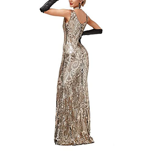 Womens Dresses 2023 Sequin Fringe Dresses Sleeveless Round Neck Solid Color Sexy Halloween Mixi Sundress Gold X-Small