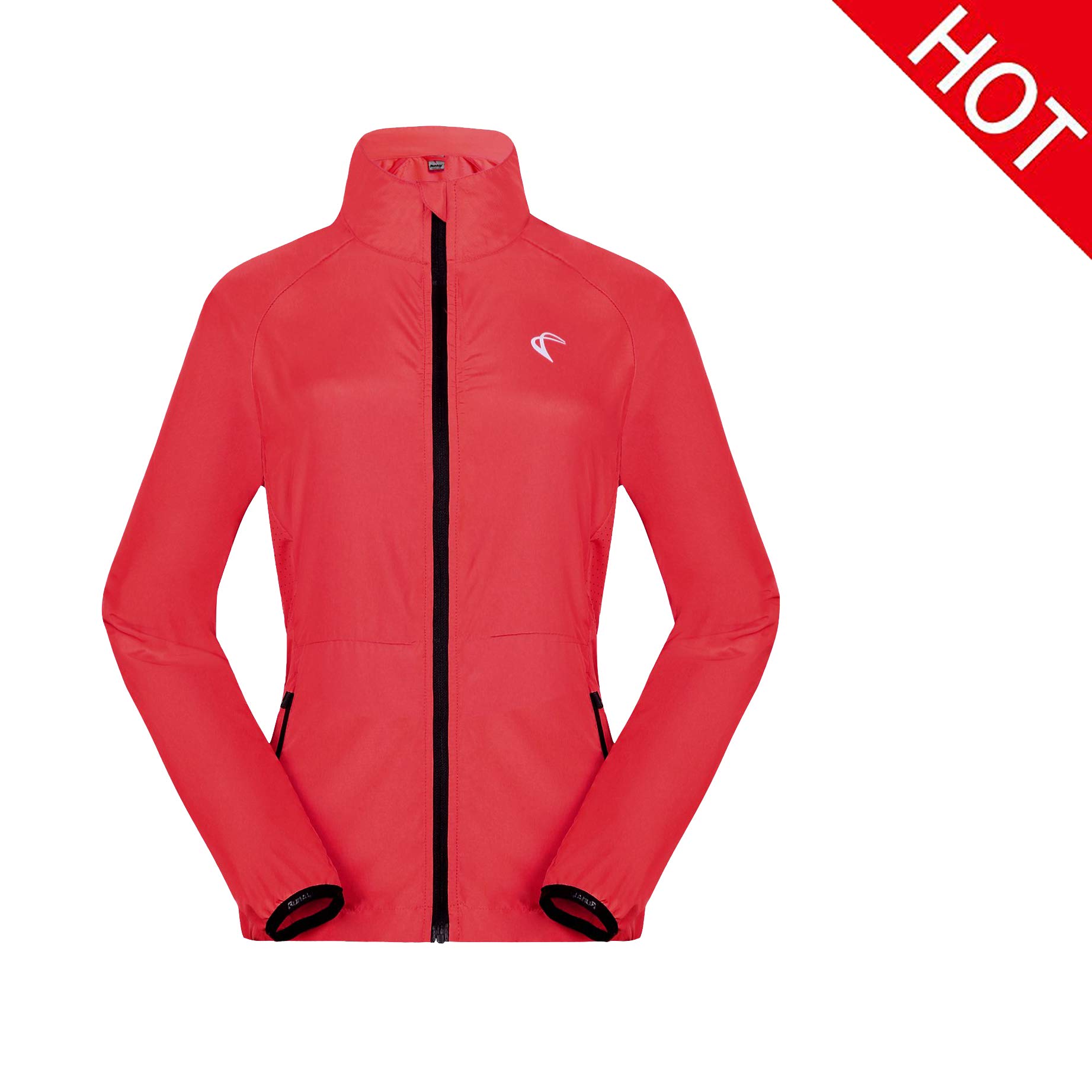 Women's Packable Windbreaker Jacket, Lightweight and Water Resistant, Active Cycling Running Skin Coat, Red XL