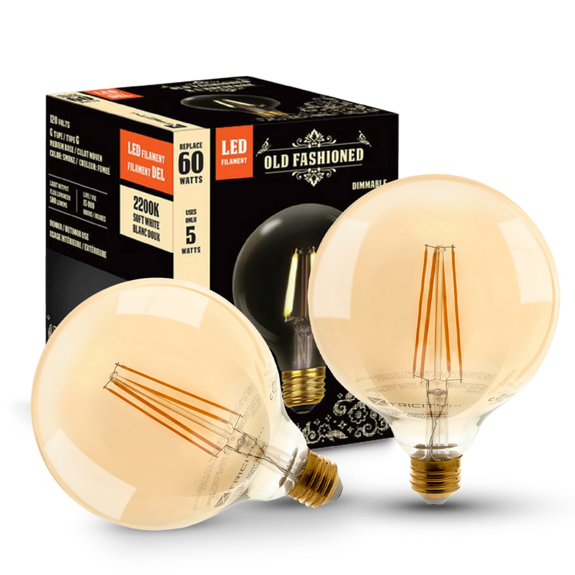Xtricity LED G40 Filament Vintage Edison Style Dimmable Light Bulb, 5W (60W Equivalent), E26 Medium Base Screw, G40 Edison Light Bulb for Decoration String Lights and Vintage Lighting Looks