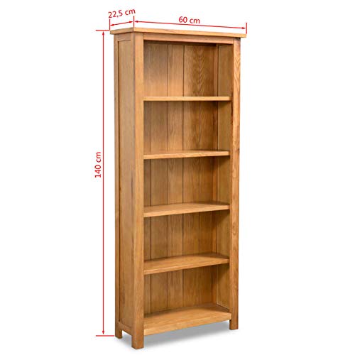 Festnight 5-Shelf Bookcase Rustic Bookshelf Rack Oak Display Shelves Organizer for CDs, Records, DVD, Collectables Home Office Decor Furniture 23.6 x 8.9 x 55.1 Inches (W x D x H)