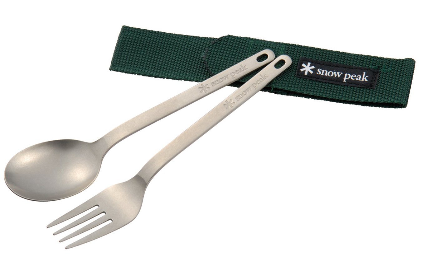 Titanium Fork and Spoon Set by Snow Peak