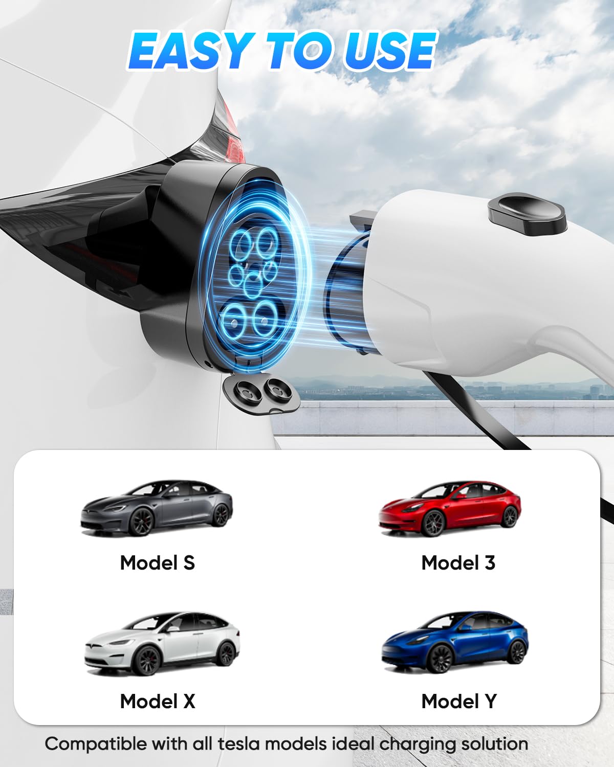 WonVon 80A J1772 & 250KW CCS1 to Tesla Charger Adapter 2 in 1 Universal Charging Stations Accessories for Tesla Model 3/S/X/Y 250KW DC Fast Charging