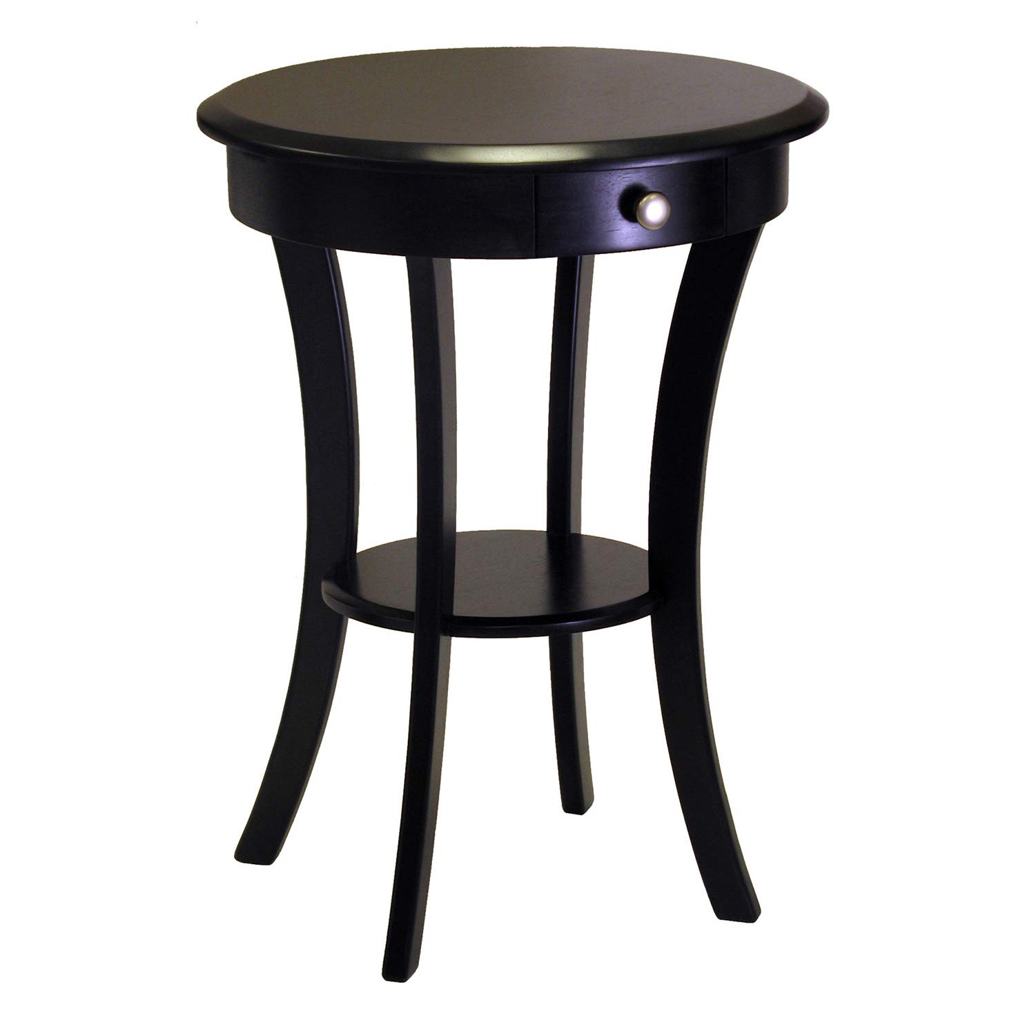 Winsome Wood Sasha Accent Table, Black, 20.00 x 20.00 x 27.00 Inches & Wood Sasha Accent Table, White, 20 inches