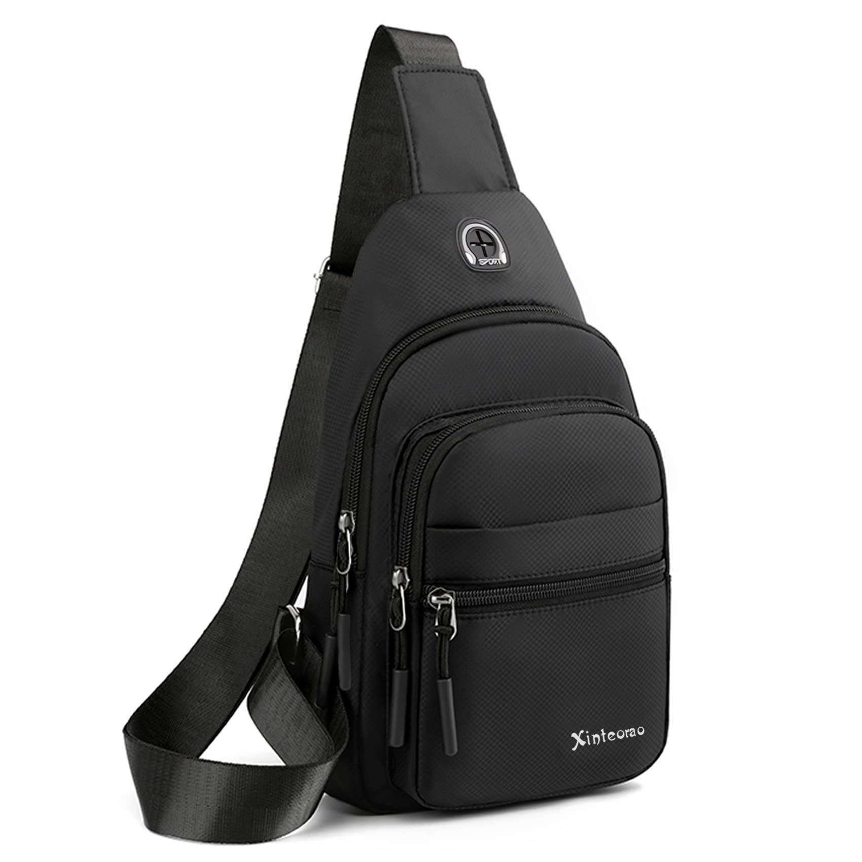 Xinteorao Sling Bag for Women Men Chest Bag One Strap Shoulder Crossbody Sling Backpack for Travel Running Hiking Black