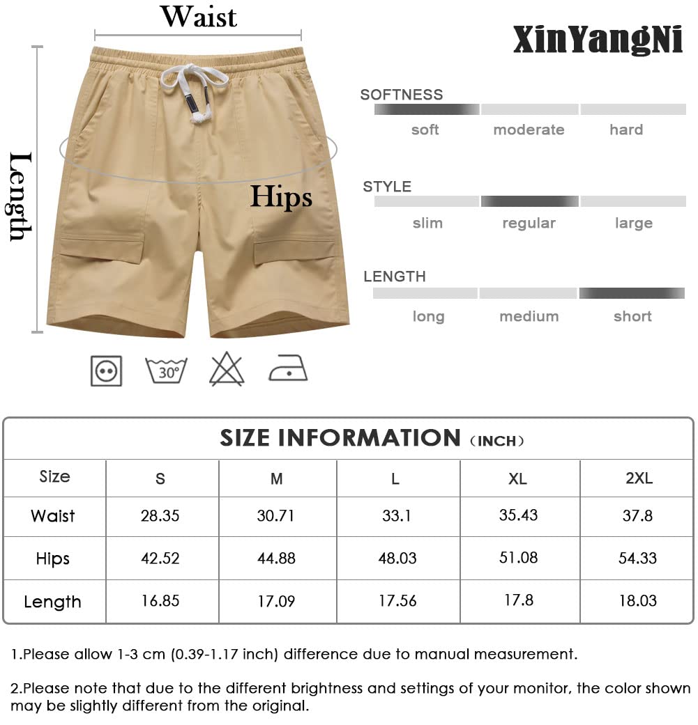 XinYangNi Womens Elastic Waist Drawstring Comfy Cotton Loose Fit Bermuda Multi Pockets Wid Leg Shorts Army Green US 2XL